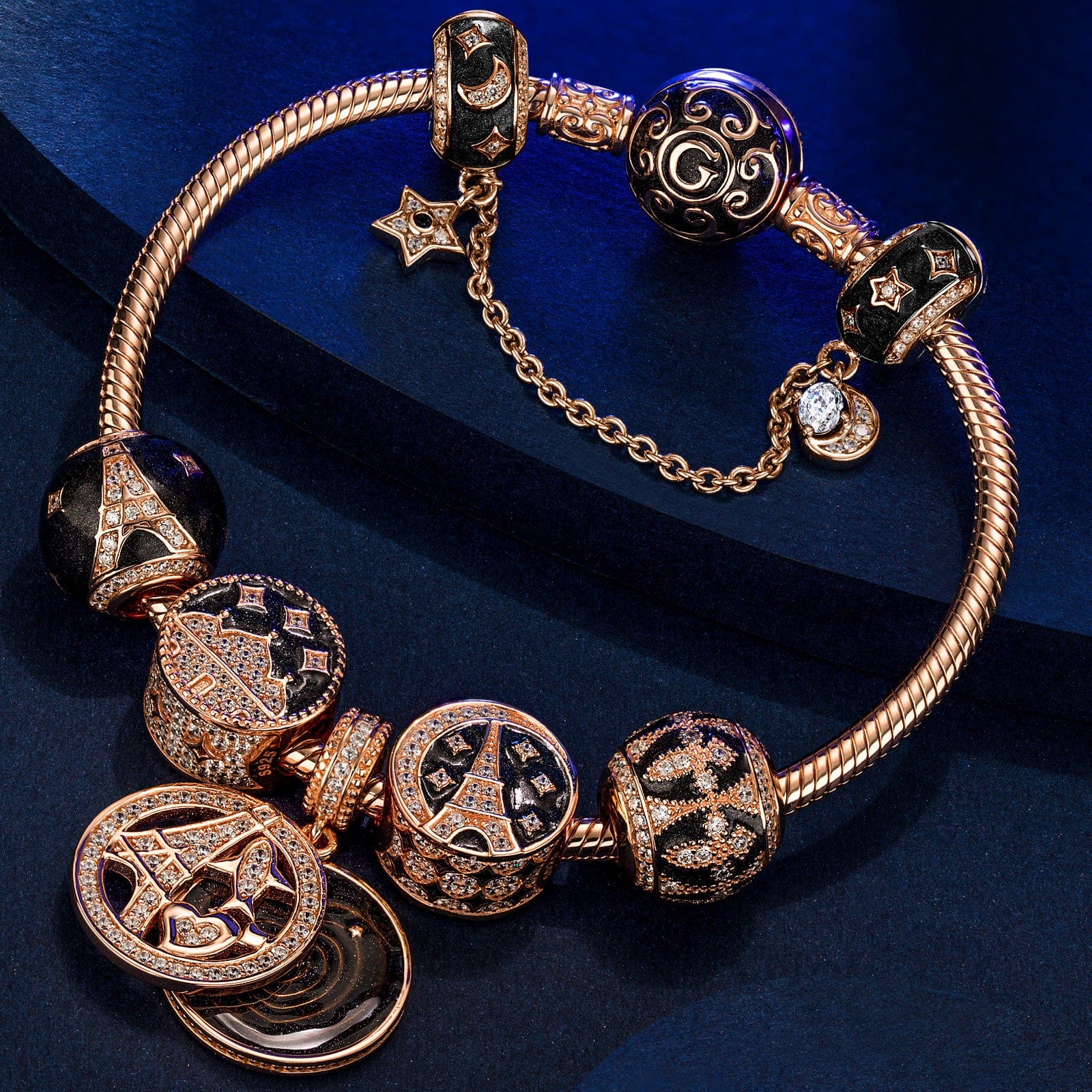 STERLING SILVER MYSTERIOUS ALLURE CHARMS BRACELET SET WITH ENAMEL IN R – GONA