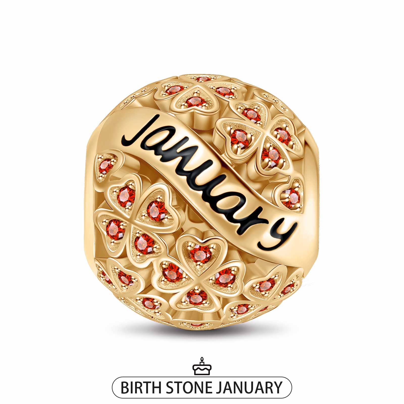JANUARY BIRTHSTONE TARNISH-RESISTANT SILVER CHARMS WITH ENAMEL IN 14K ...