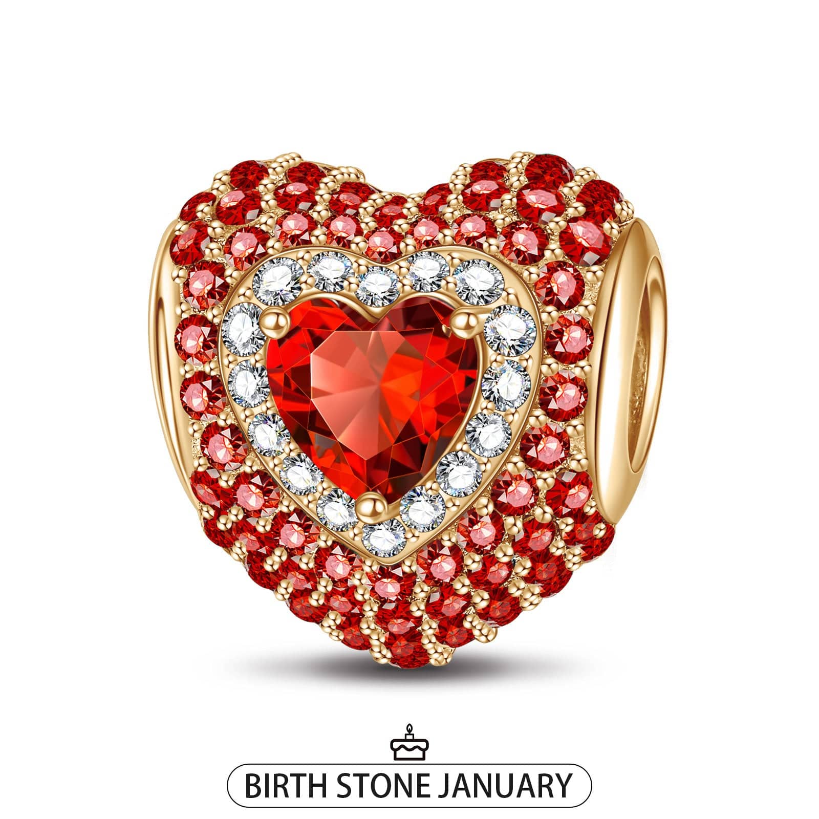 JANUARY LOVE HEART BIRTHSTONE TARNISH-RESISTANT SILVER CHARMS WITH ENA ...