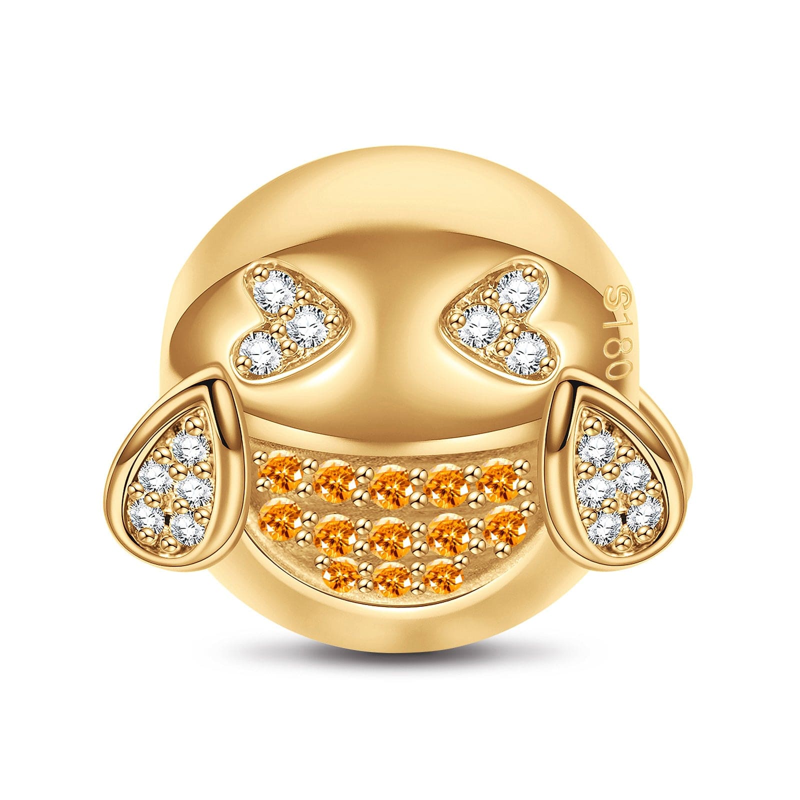STERLING SILVER LAUGHING WITH TEARS EMOJI CHARMS IN 14K GOLD PLATED – GONA