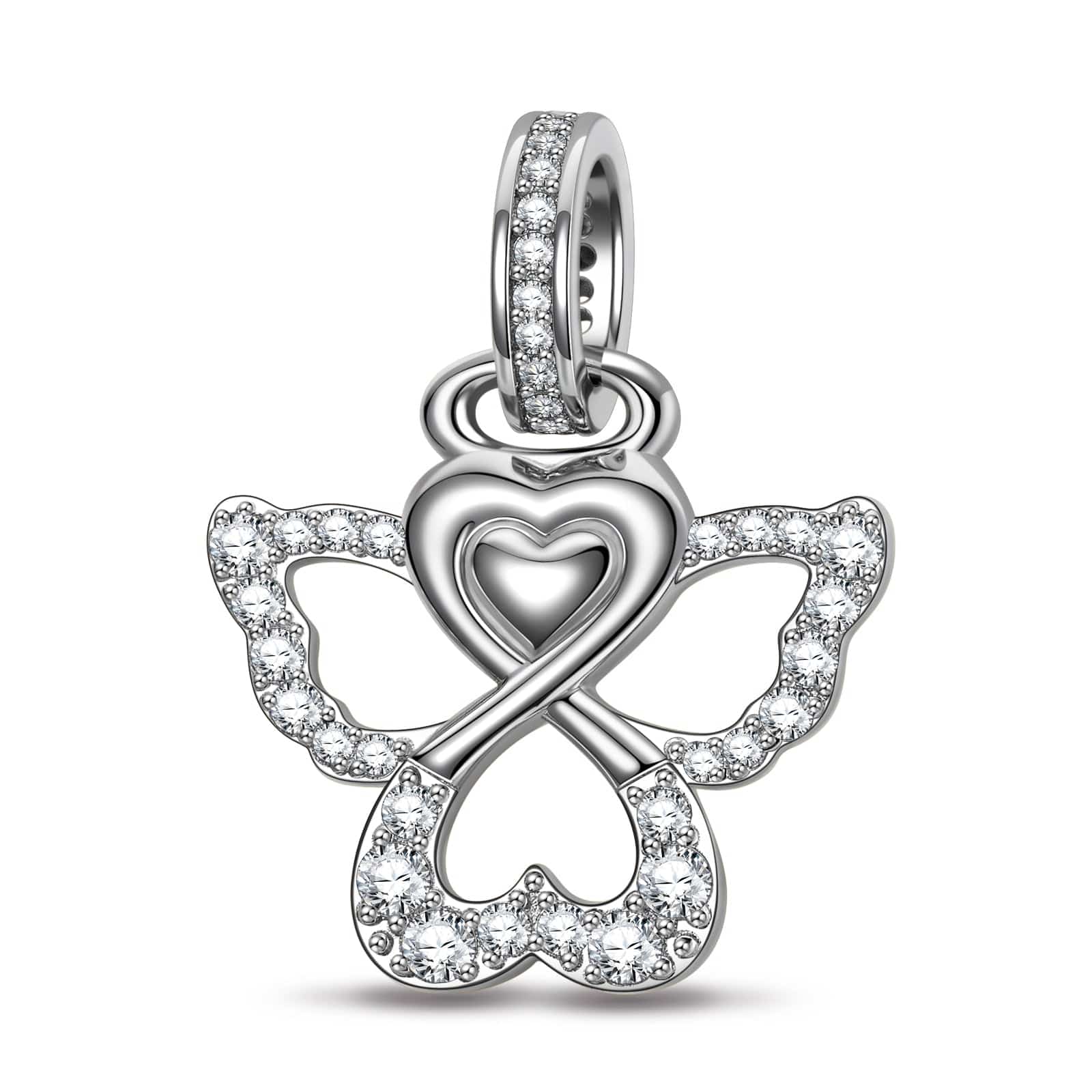 STERLING SILVER LITTLE ANGEL DANGLE CHARMS IN WHITE GOLD PLATED – GONA