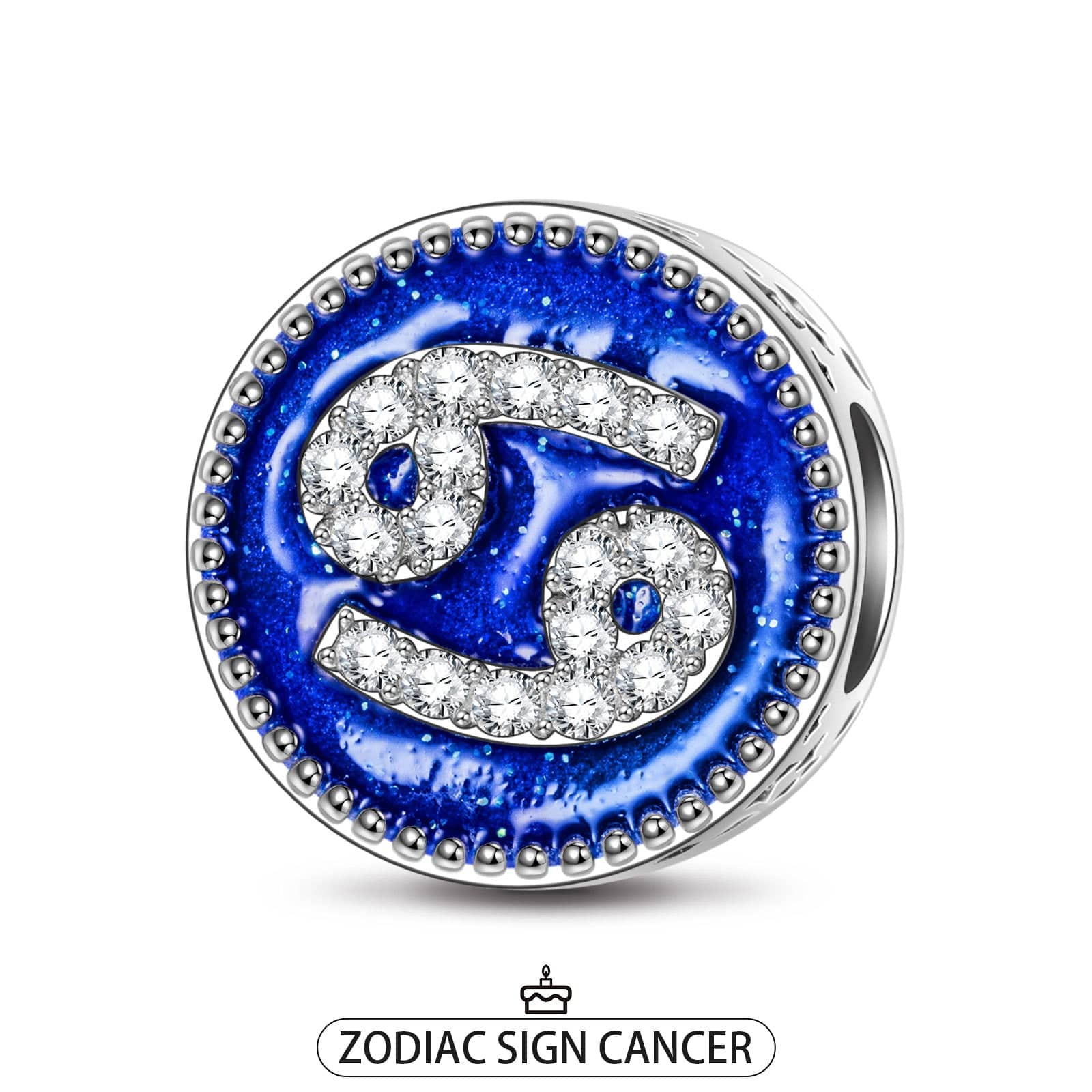 STERLING SILVER CANCER CHARMS WITH ENAMEL IN WHITE GOLD PLATED – GONA