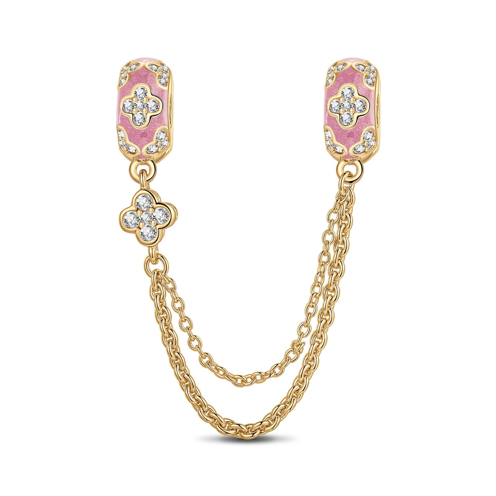 PINK FROZEN TARNISH-RESISTANT SILVER SAFETY CHAIN WITH ENAMEL IN 14K G ...