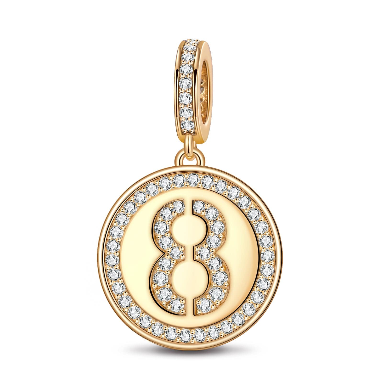NUMBER EIGHT TARNISH-RESISTANT SILVER DANGLE CHARMS IN 14K GOLD PLATED ...