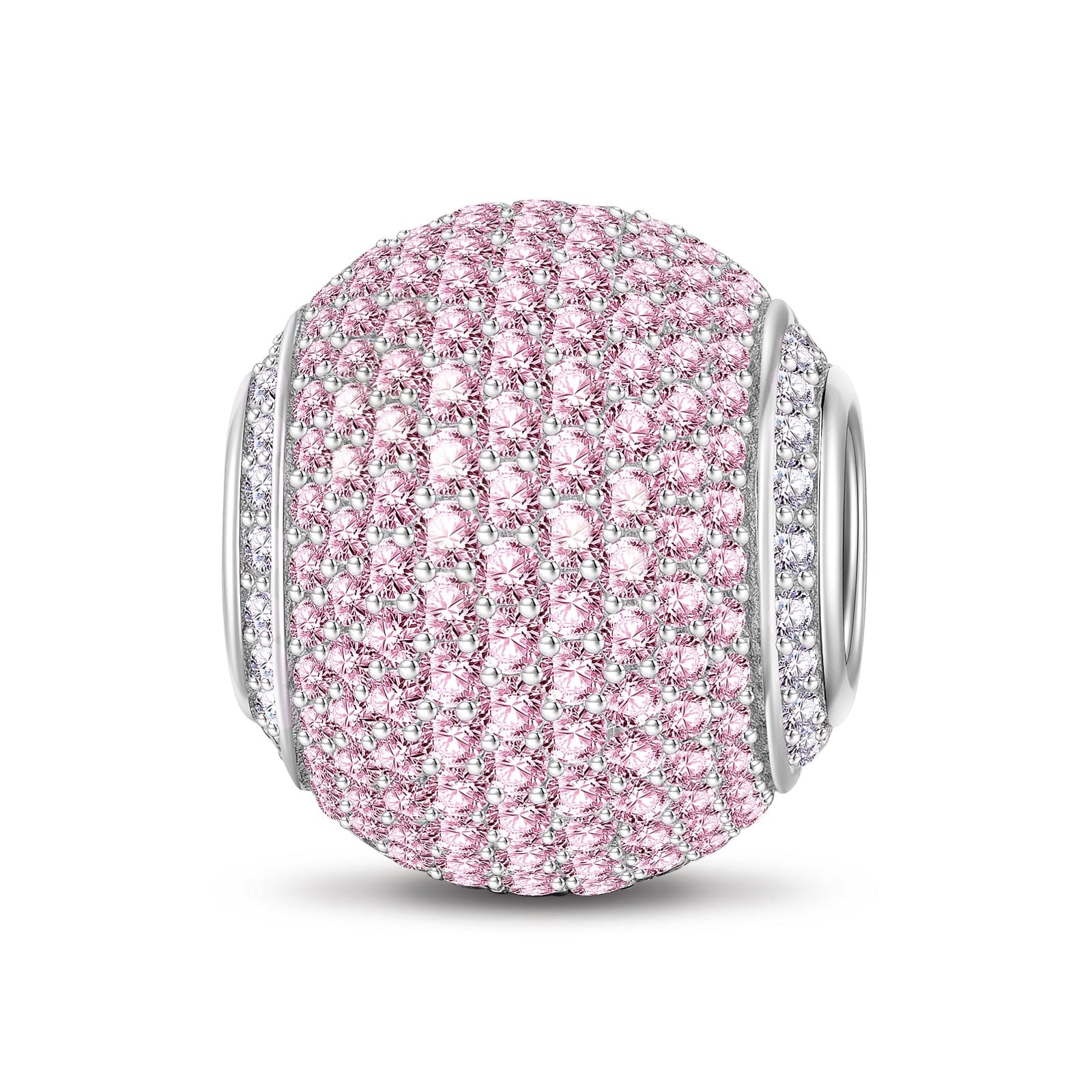PINK ZIRCONIA MINIMALIST TARNISH-RESISTANT SILVER CHARMS IN WHITE GOLD ...