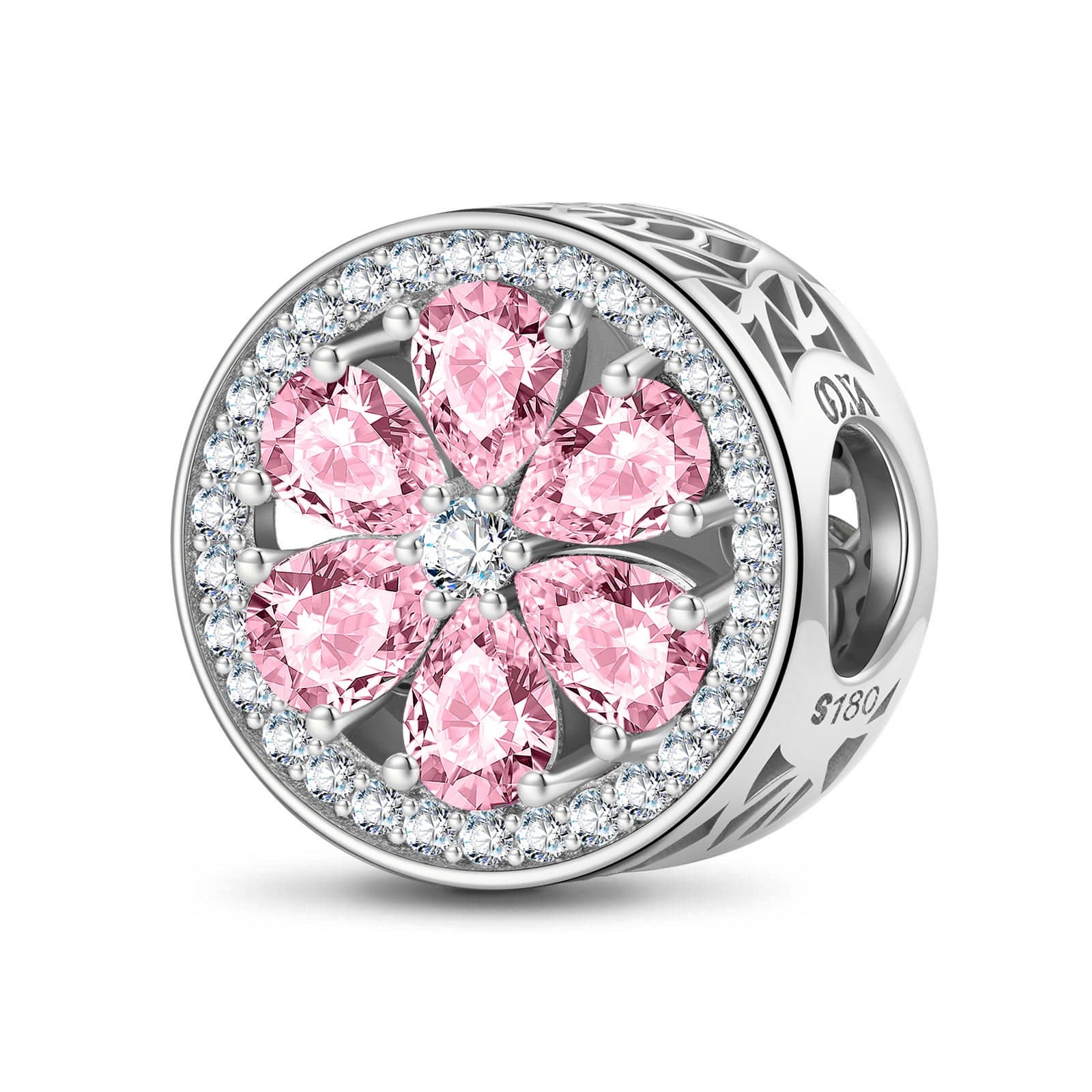 PINK SNOWFLAKE TARNISH-RESISTANT SILVER CHARMS IN WHITE GOLD PLATED – GONA
