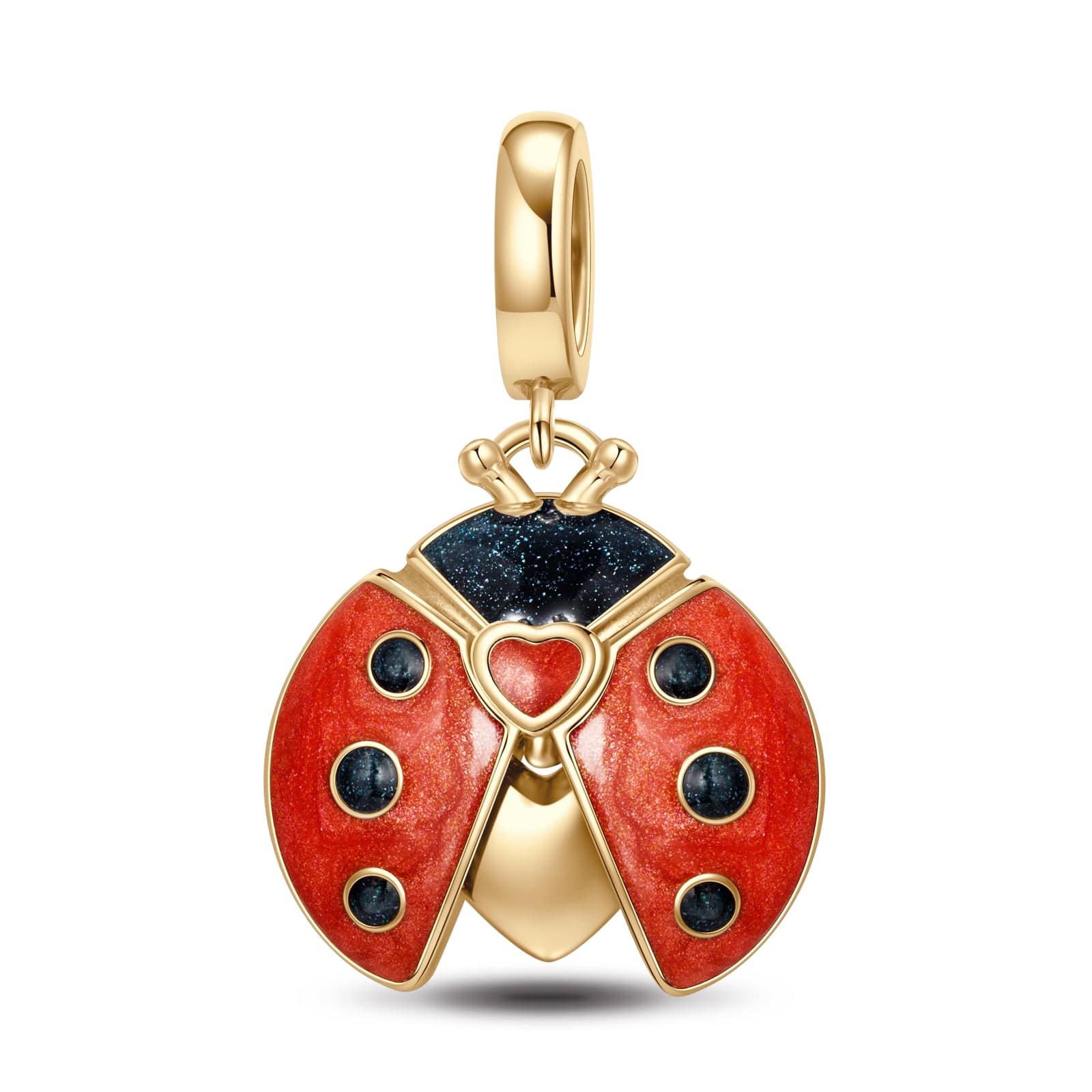 LADYBIRD TARNISH-RESISTANT SILVER ANIMAL DANGLE CHARMS WITH ENAMEL IN ...