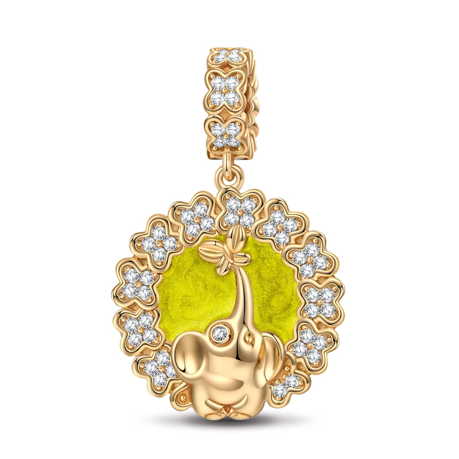 ELEPHANT AND BUTTERFLY TARNISH-RESISTANT SILVER ANIMAL DANGLE CHARMS W ...