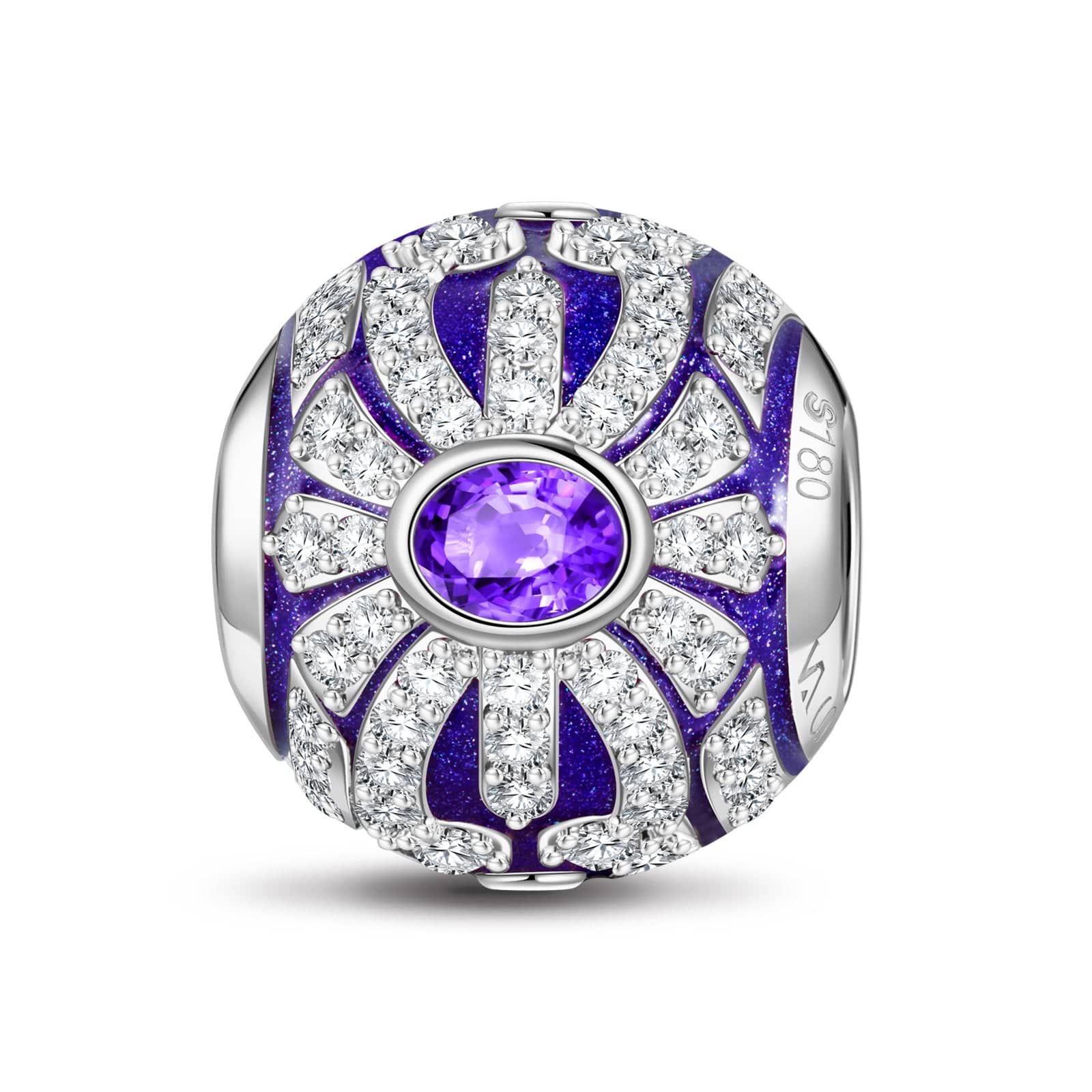 RADIANT SUNFLOWERS TARNISH-RESISTANT SILVER CHARMS WITH ENAMEL IN WHIT ...