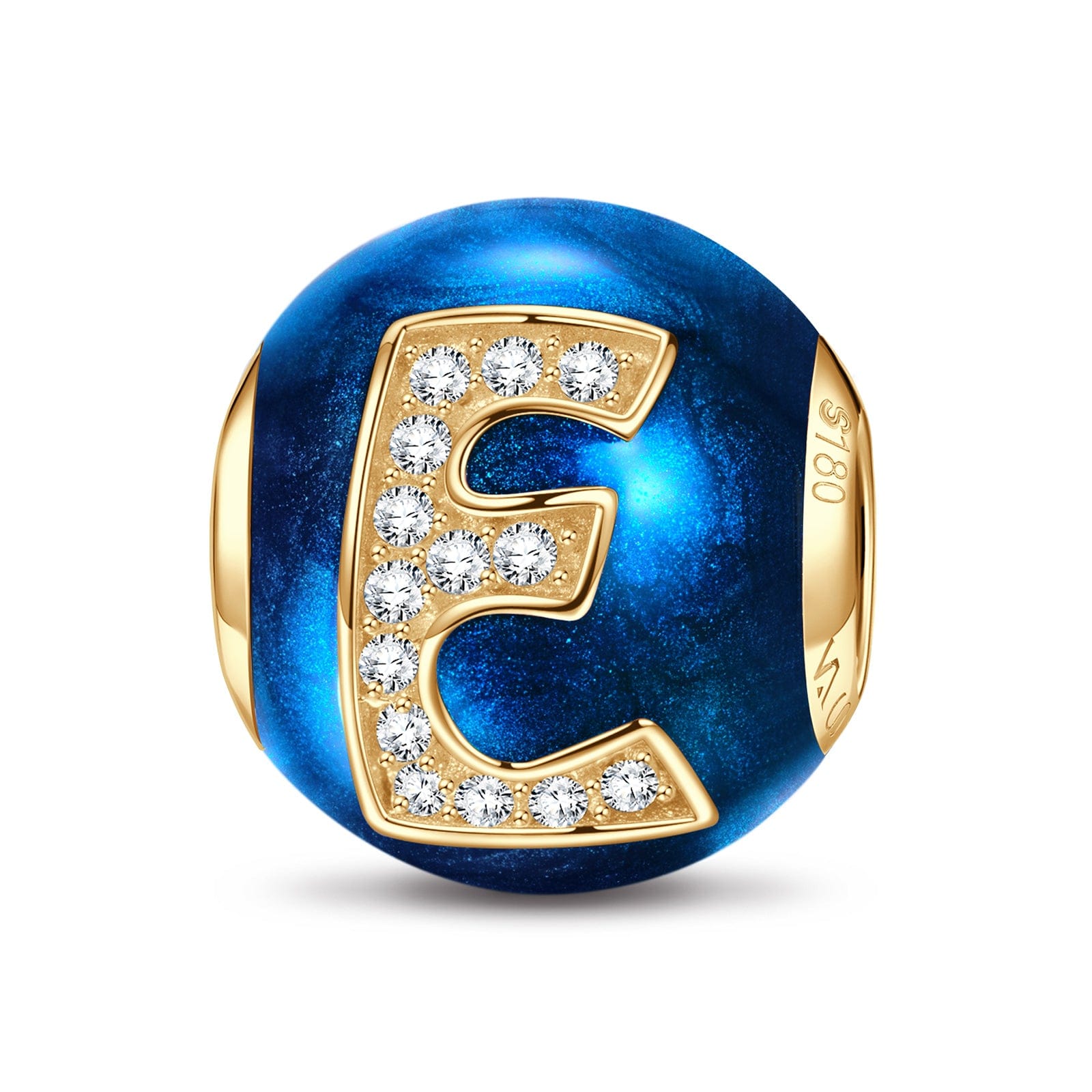 LETTER E TARNISH-RESISTANT SILVER CHARMS WITH ENAMEL IN 14K GOLD PLATE ...