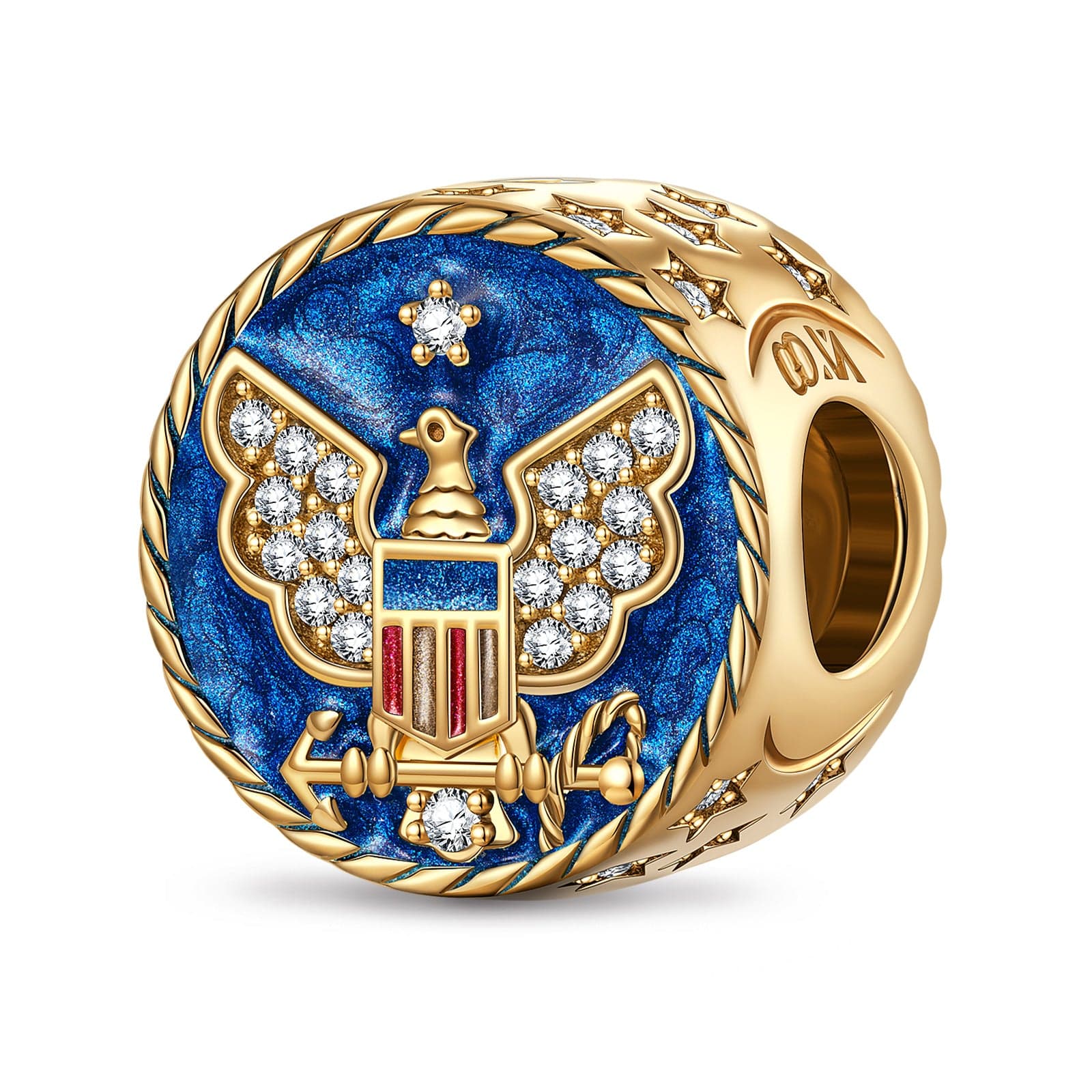 NAVY TARNISH-RESISTANT SILVER CHARMS WITH ENAMEL IN 14K GOLD PLATED – GONA