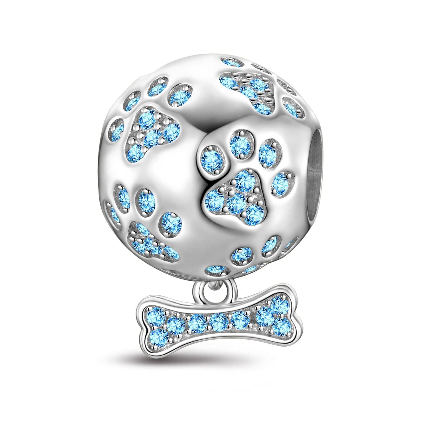 PAWPRINTS AND BONES TARNISH-RESISTANT SILVER DANGLE CHARMS IN WHITE GO ...