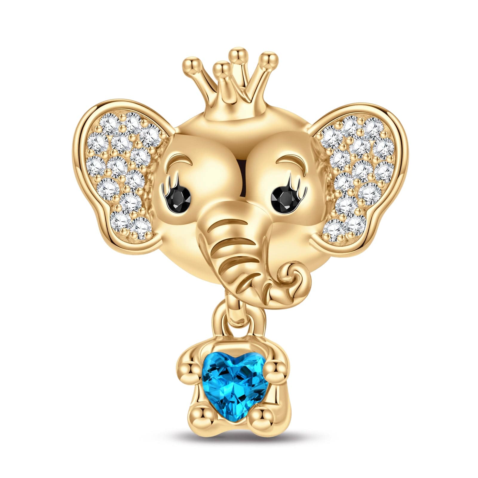 ELEPHANT QUEEN TARNISH-RESISTANT SILVER ANIMAL DANGLE CHARMS IN 14K GO ...