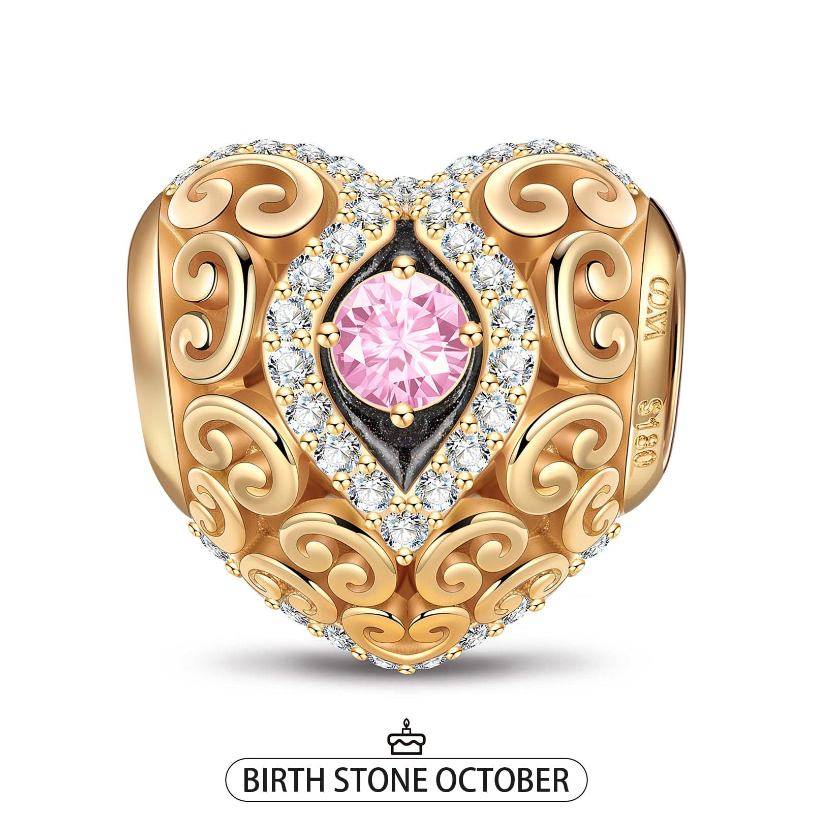 HEART OF GRACE OCTOBER BIRTHSTONE TARNISH-RESISTANT SILVER CHARMS WITH ...