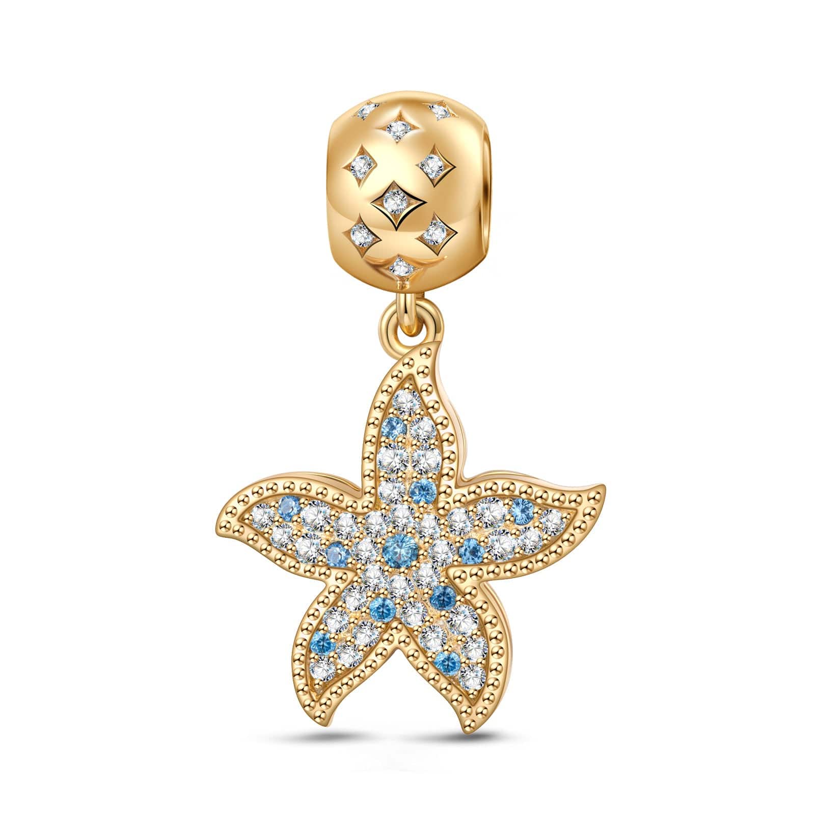 VIBRANT STARFISH TARNISH-RESISTANT SILVER DANGLE CHARMS IN 14K GOLD PL ...