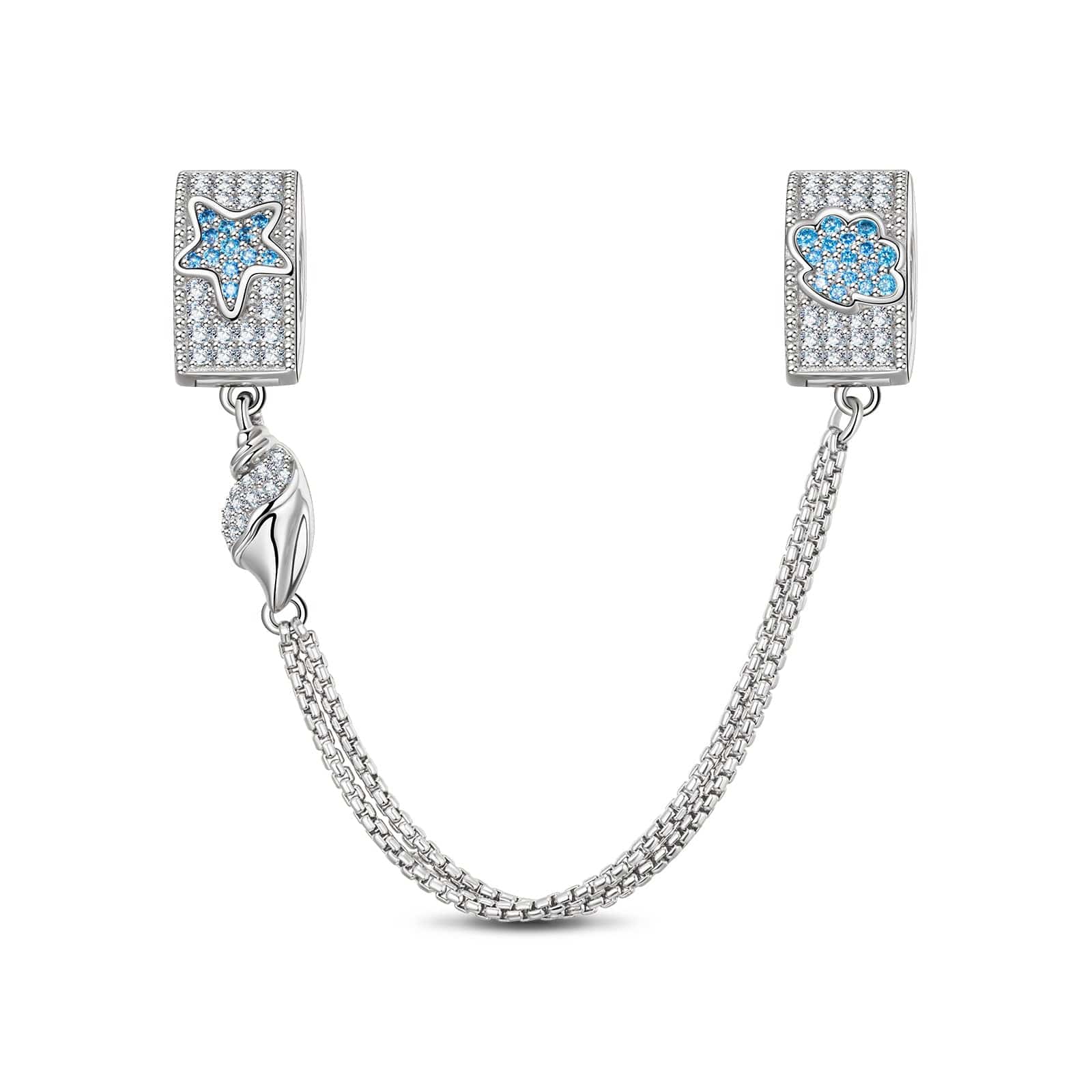 STARFISH AND SEASHELL TARNISH-RESISTANT SILVER SAFETY CHAIN IN WHITE G ...