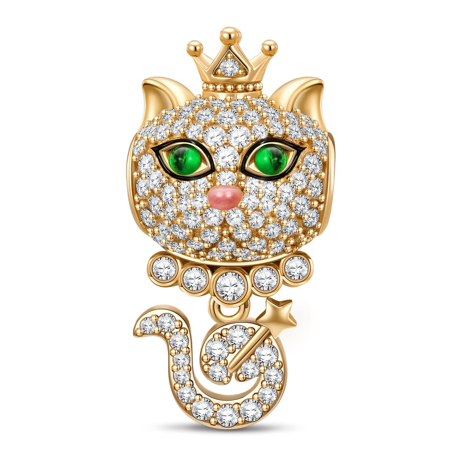 SOVEREIGN FELINE TARNISH-RESISTANT SILVER DANGLE CHARMS IN 14K GOLD PL ...