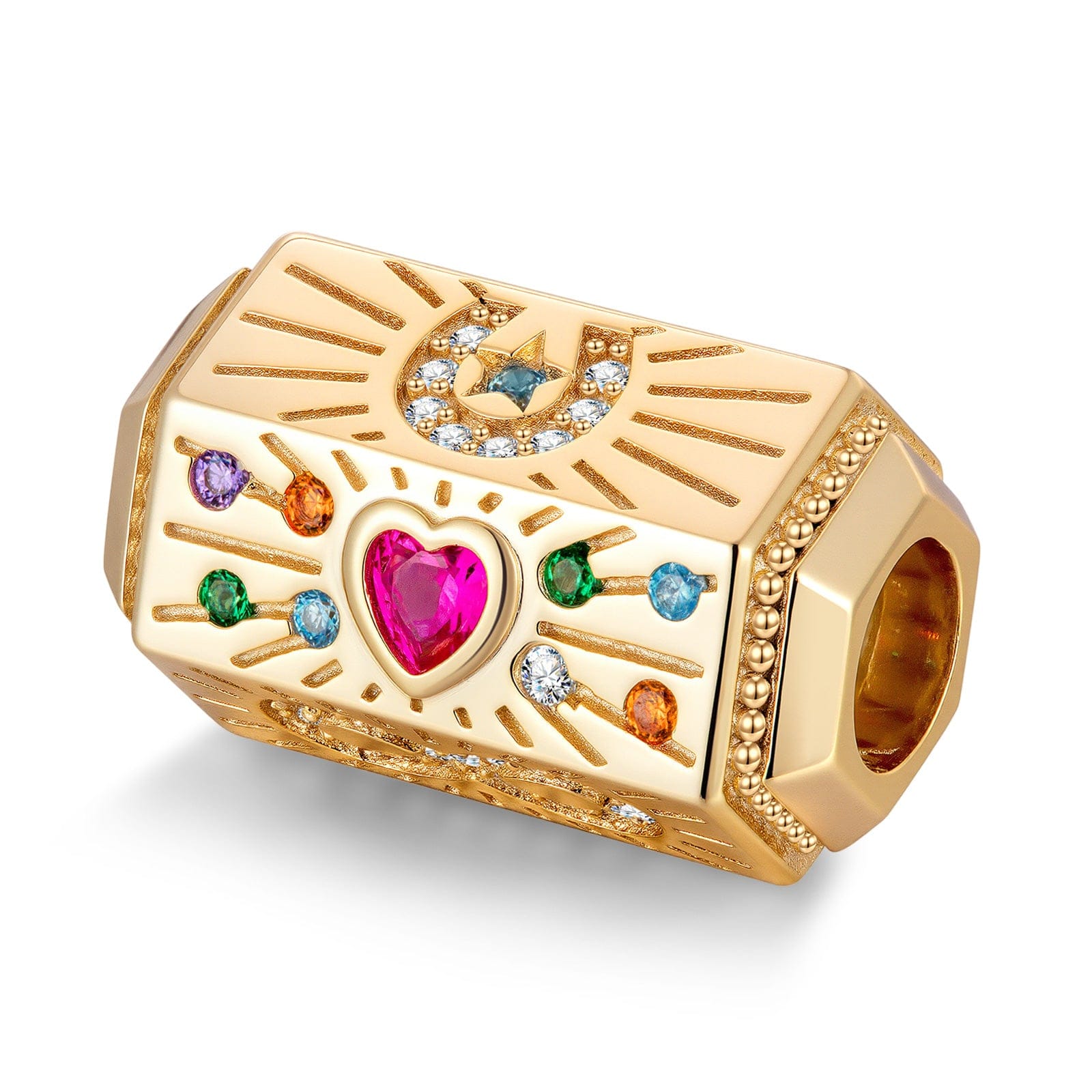 SIX-SIDED LUCKY TALISMAN BARREL CHARM - 14K GOLD-PLATED TARNISH-RESIST ...