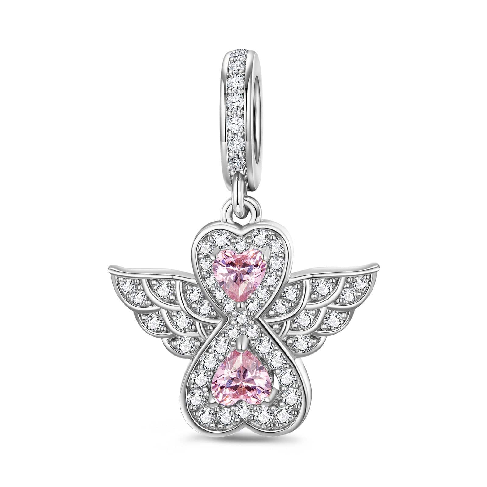 RADIANT ANGEL TARNISH-RESISTANT SILVER DANGLE CHARMS IN WHITE GOLD PLA ...