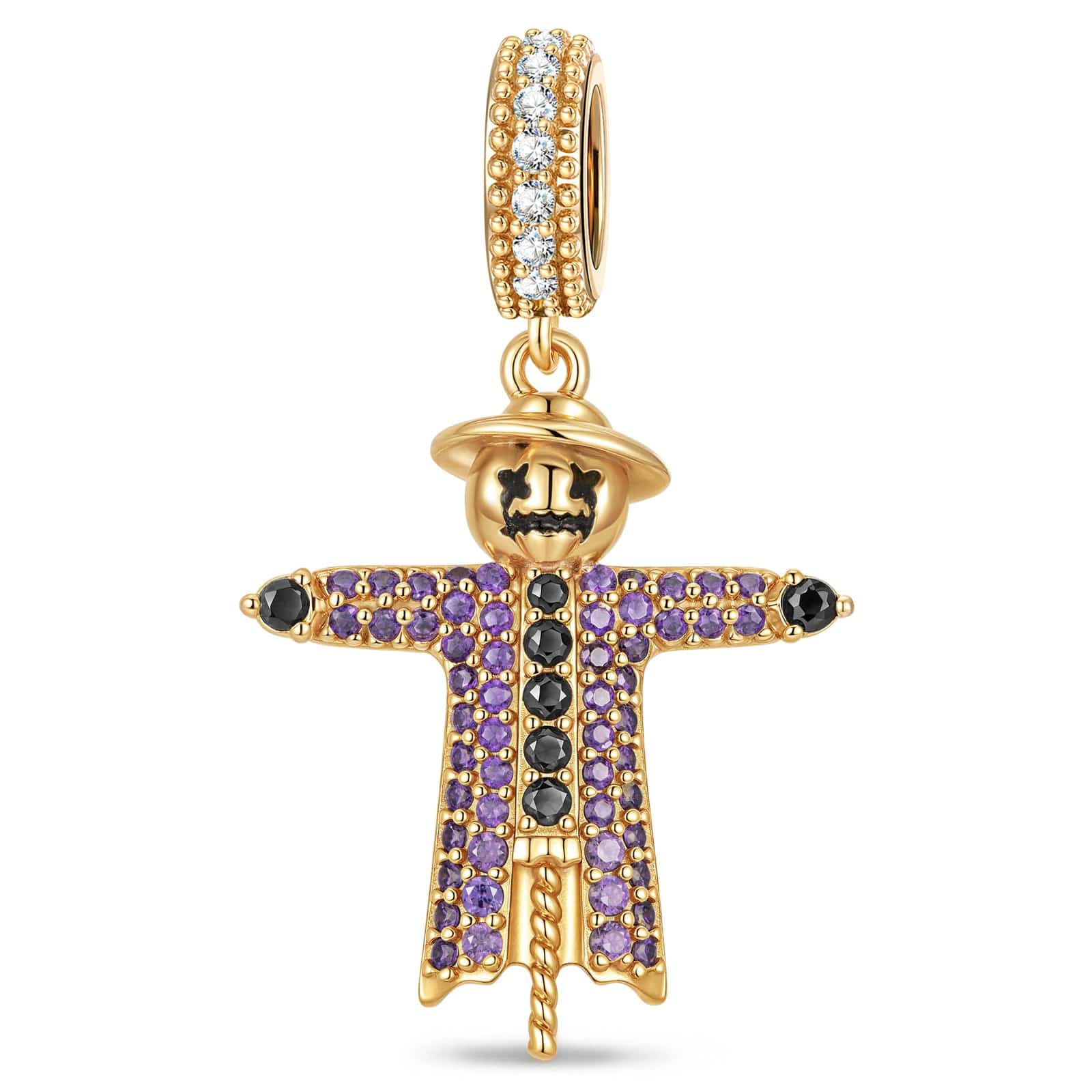 SKELETON SENTINEL TARNISH-RESISTANT SILVER DANGLE CHARMS IN 14K GOLD P ...