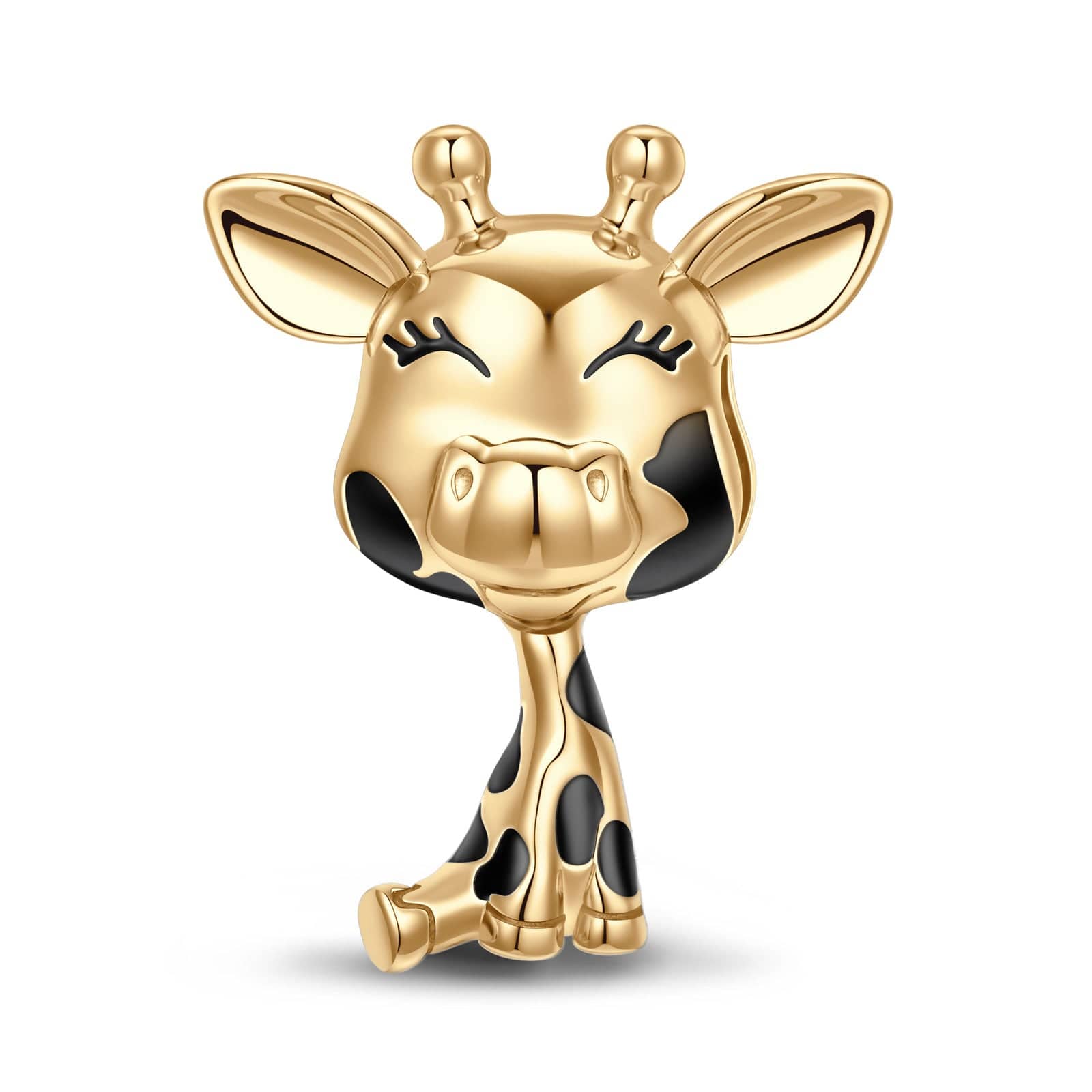 BABY GIRAFFE TARNISH-RESISTANT SILVER ANIMAL CHARMS WITH ENAMEL IN 14K ...