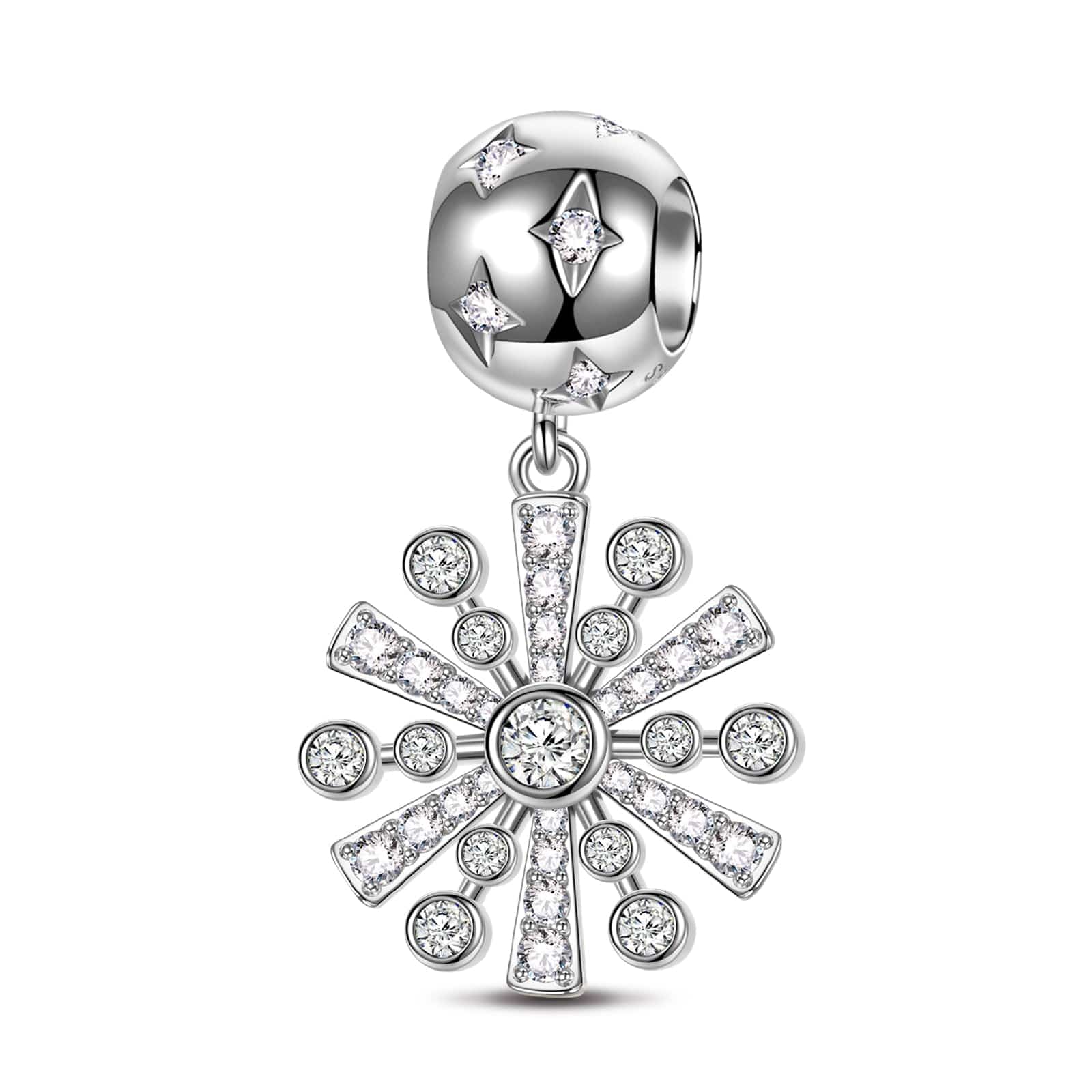 STERLING SILVER ICE CRYSTAL MAGIC DANGLE CHARMS IN WHITE GOLD PLATED – GONA