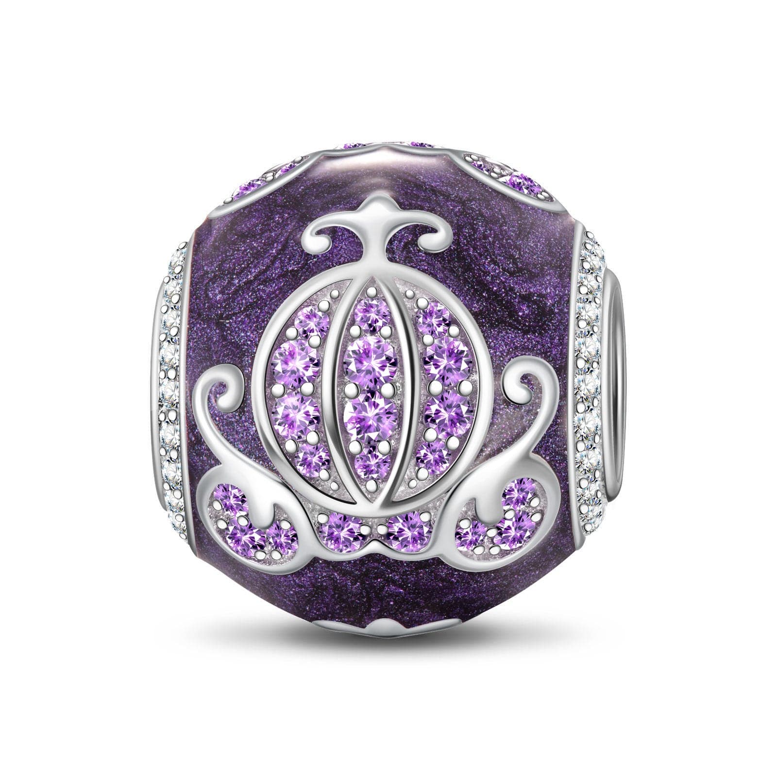 STERLING SILVER PUMPKIN CARRIAGE WITH ENAMEL IN WHITE GOLD PLATED – GONA