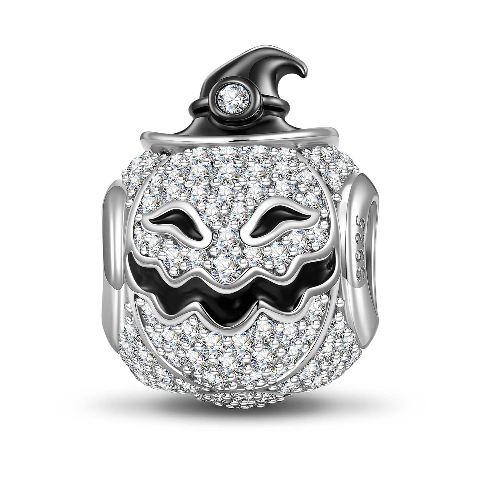 STERLING SILVER HALLOWEEN PUMPKIN LANTERN CHARMS WITH ENAMEL IN WHITE ...
