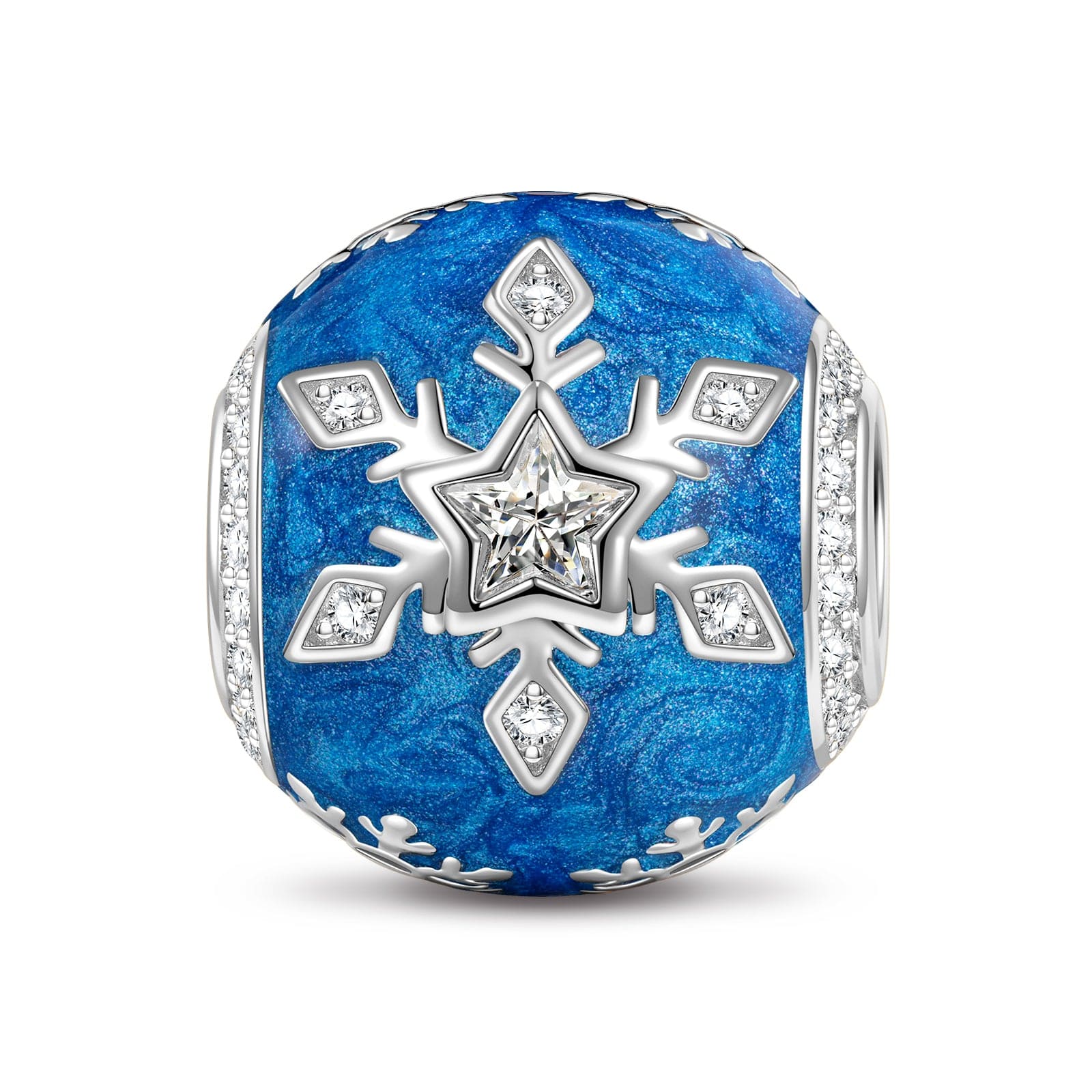STERLING SILVER BLUE ICE AND SNOW MAGIC CHARMS WITH ENAMEL IN WHITE GO ...