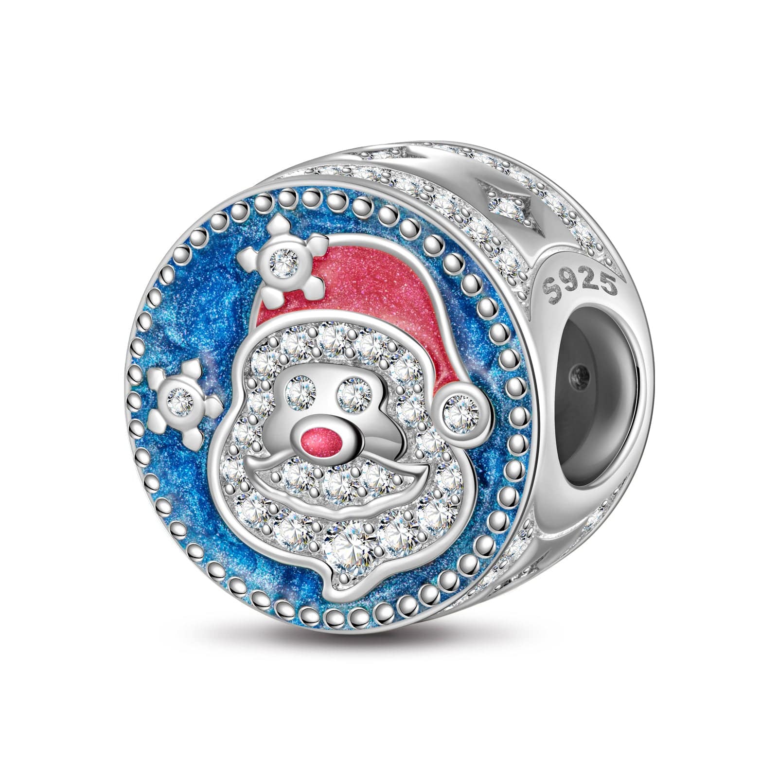 STERLING SILVER SANTA CLAUSE CHARMS WITH ENAMEL IN WHITE GOLD PLATED – GONA