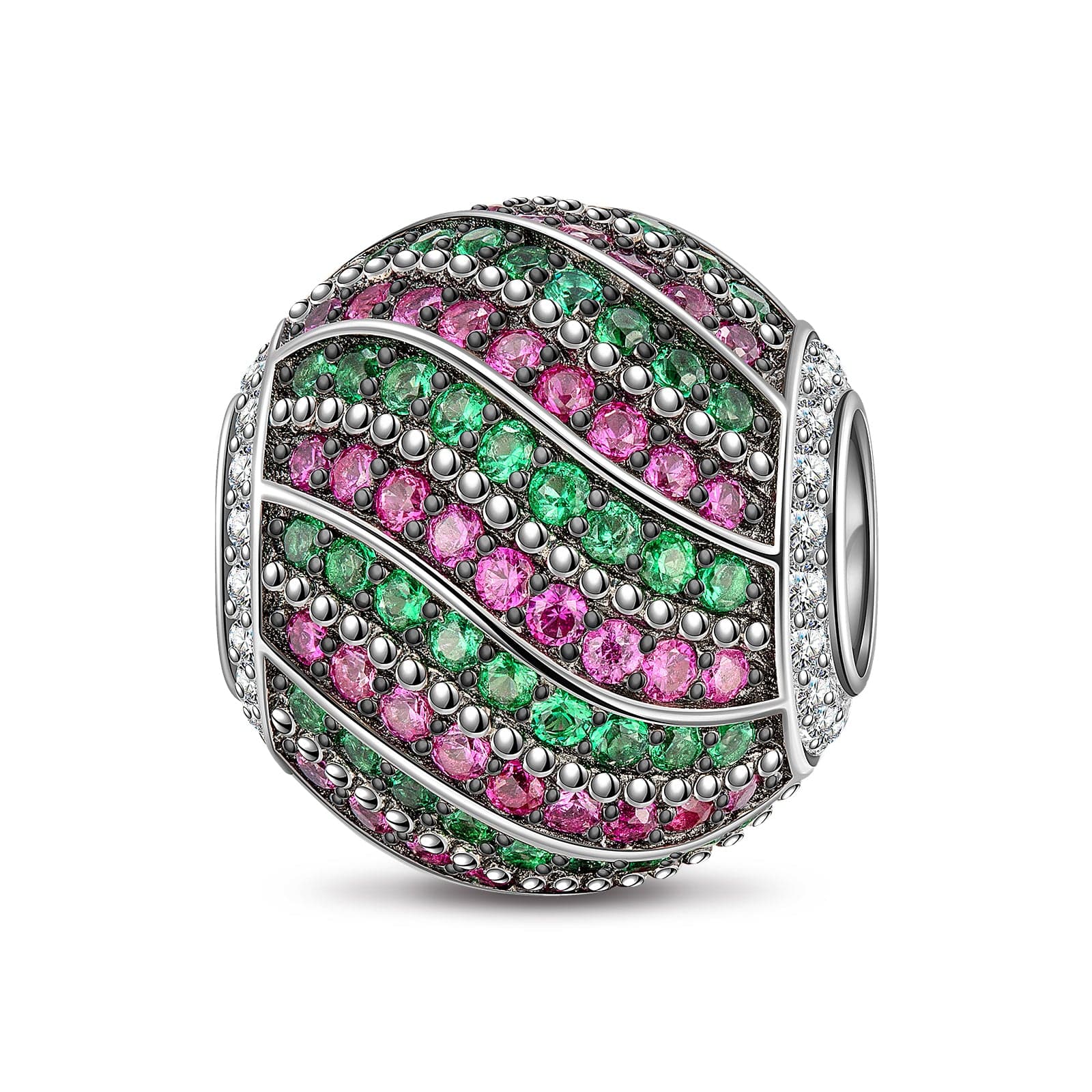 STERLING SILVER RED AND GREEN INFINITE JOY CHARMS IN WHITE GOLD PLATED ...