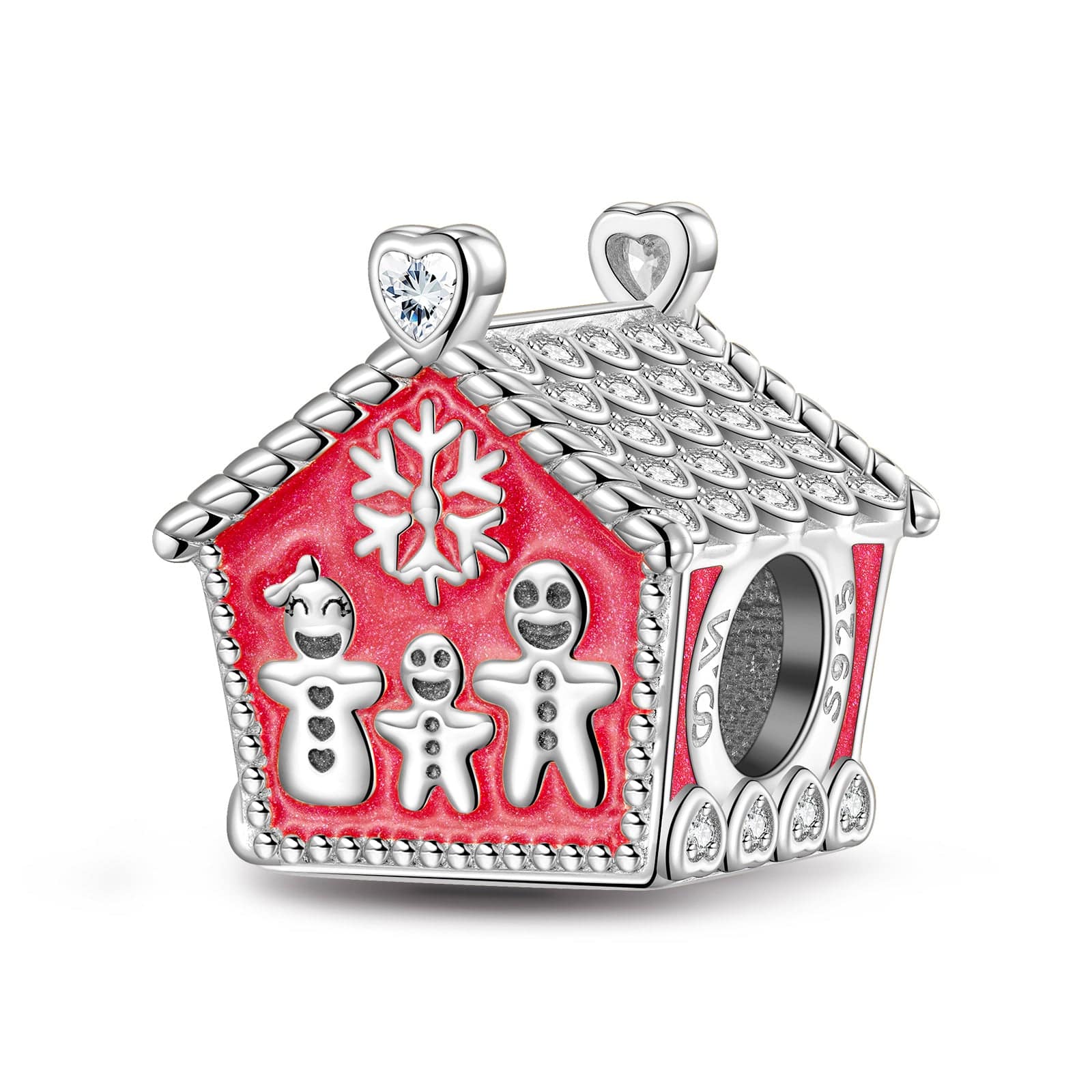 STERLING SILVER RED HOUSE OF JOY CHARMS WITH ENAMEL IN WHITE GOLD PLAT ...