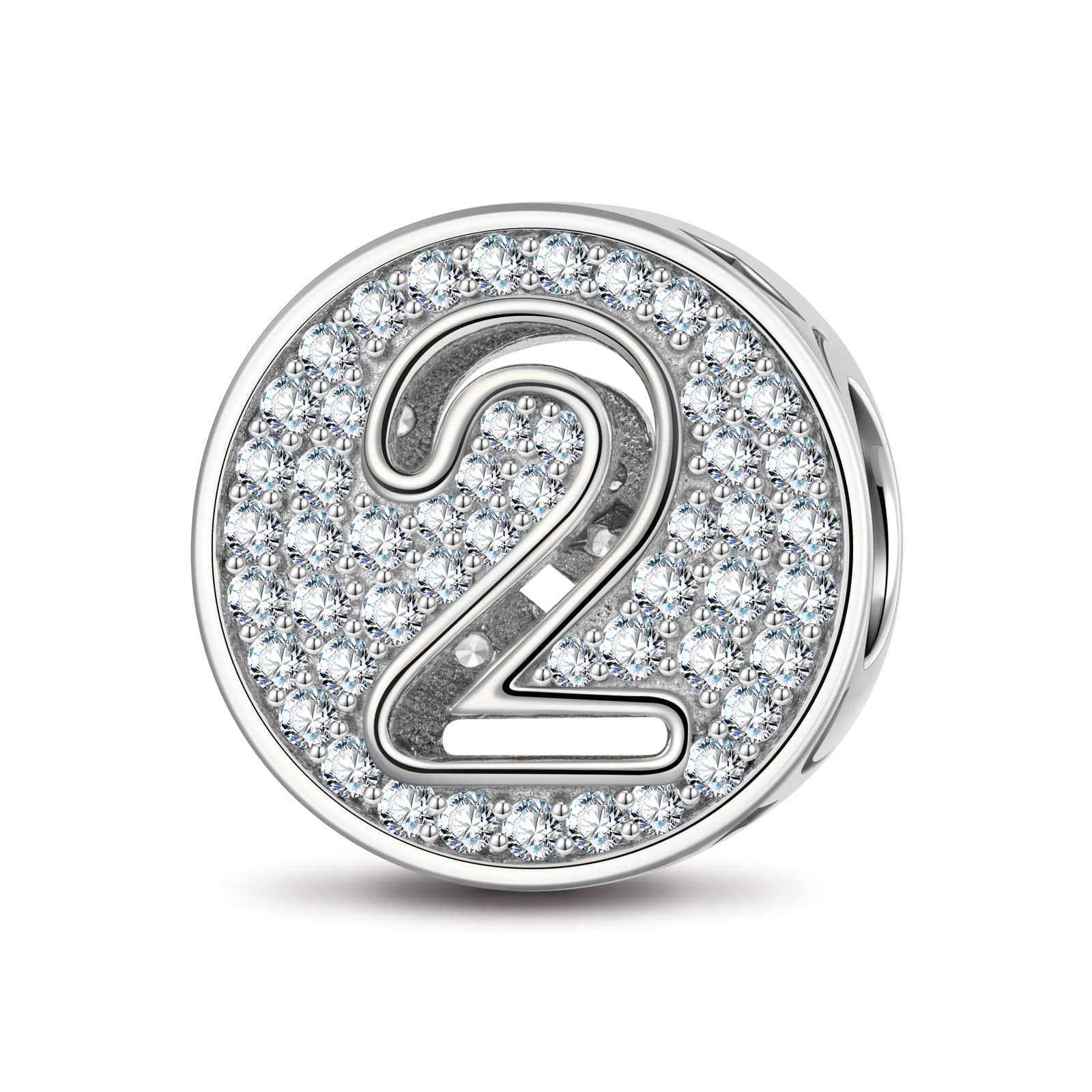 STERLING SILVER NUMBER TWO CHARMS IN WHITE GOLD PLATED – GONA