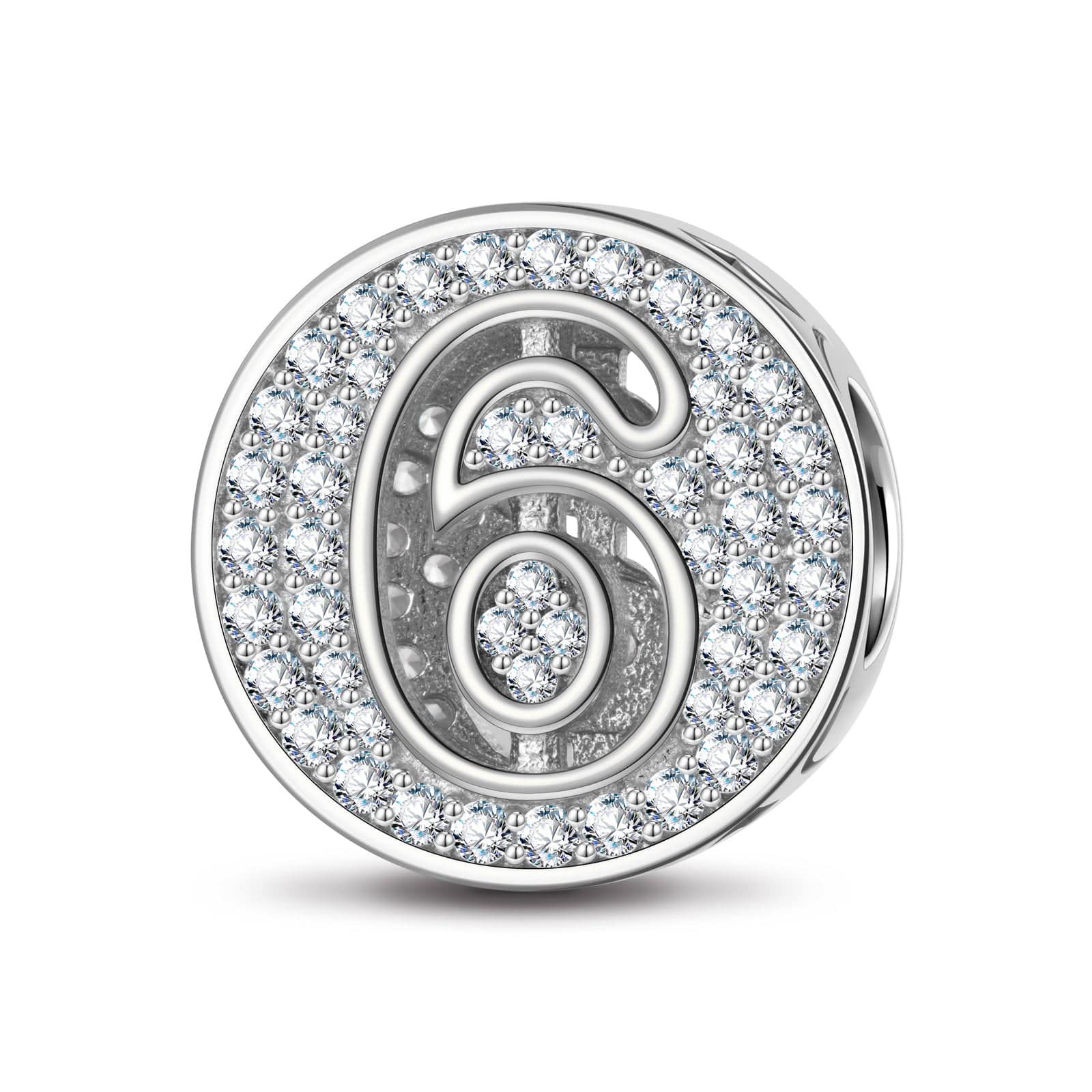 STERLING SILVER NUMBER SIX CHARMS IN WHITE GOLD PLATED – GONA
