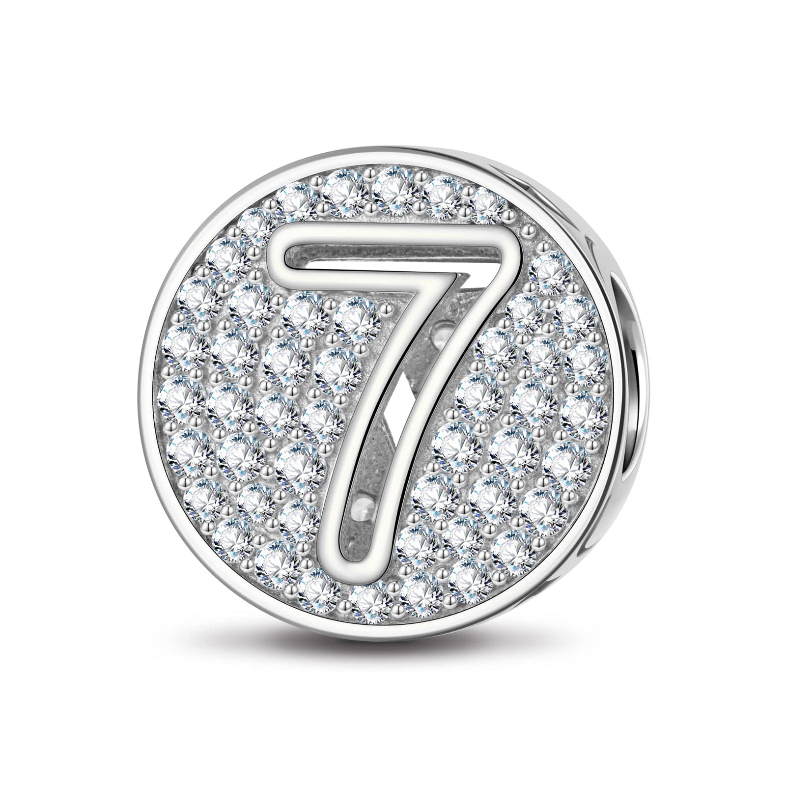 STERLING SILVER NUMBER SEVEN CHARMS IN WHITE GOLD PLATED – GONA