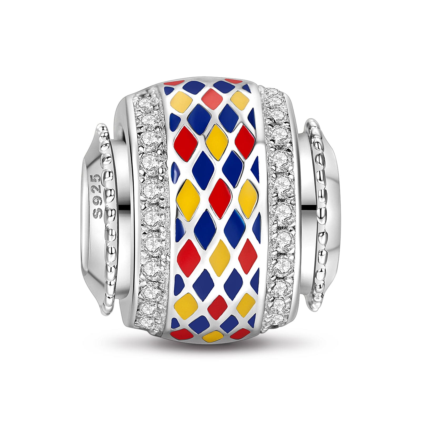 STAINED GLASS WINDOW STERLING SILVER LUCKY CHARMS WITH ENAMEL IN WHITE ...