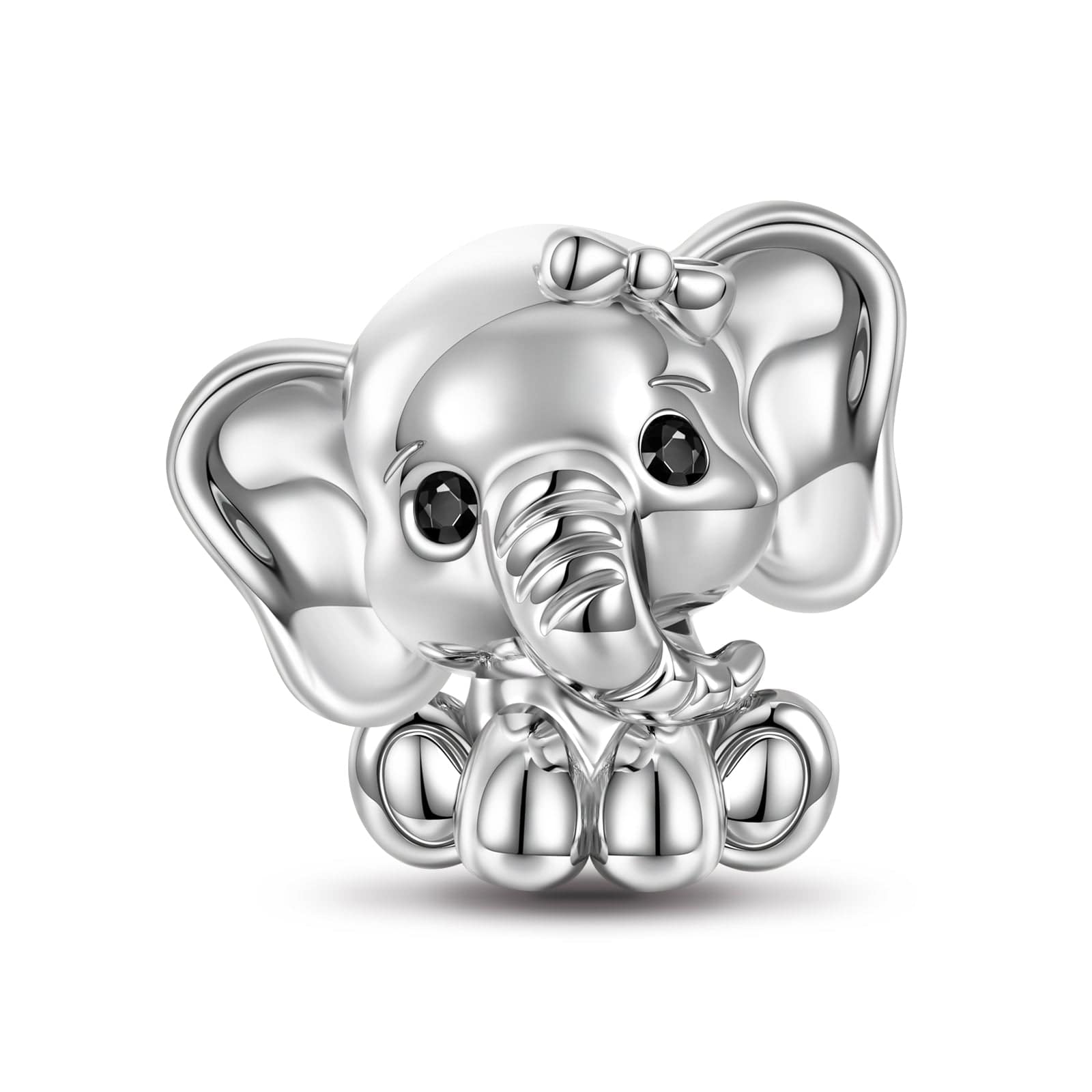 STERLING SILVER BABY ELEPHANT ANIMAL CHARMS IN WHITE GOLD PLATED – GONA