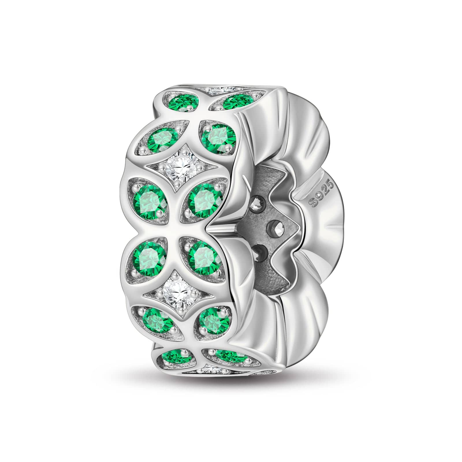 STERLING SILVER QUATREFOIL SPACER CHARMS IN WHITE GOLD PLATED – GONA