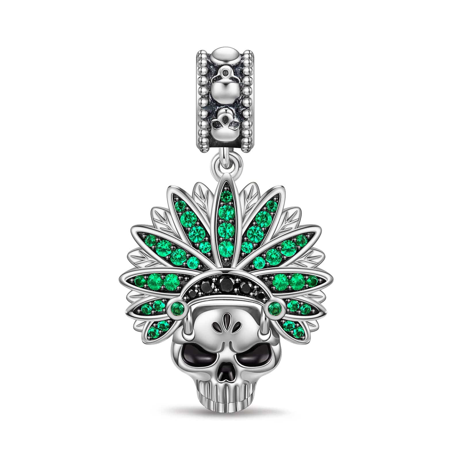 STERLING SILVER SAMBA SKULL DANGLE CHARMS WITH ENAMEL IN BLACKENED 925 ...