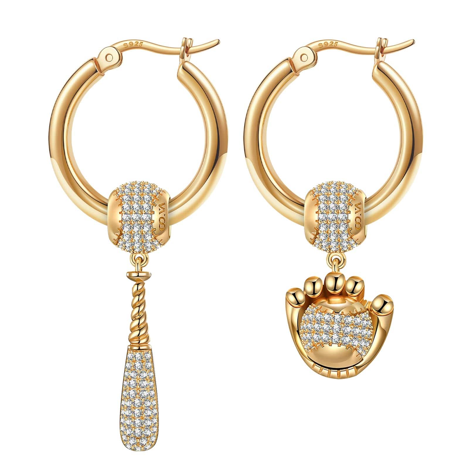 STERLING SILVER VITALITY OF BASEBALL. CHARMS EARRINGS SET IN 14K GOLD ...