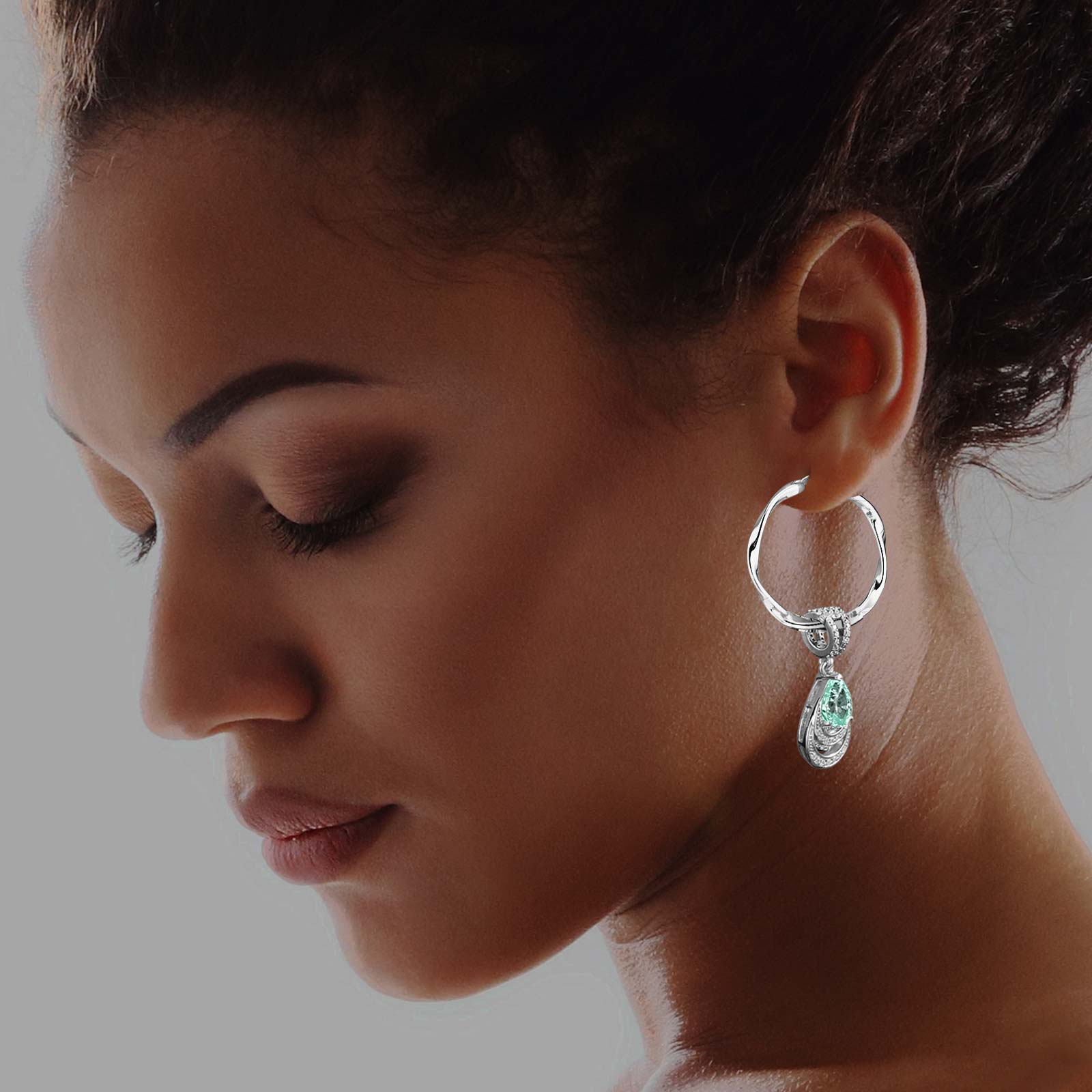 STERLING SILVER EARRINGS WITH MERMAID'S TEAR TARNISH-RESISTANT SILVER ...