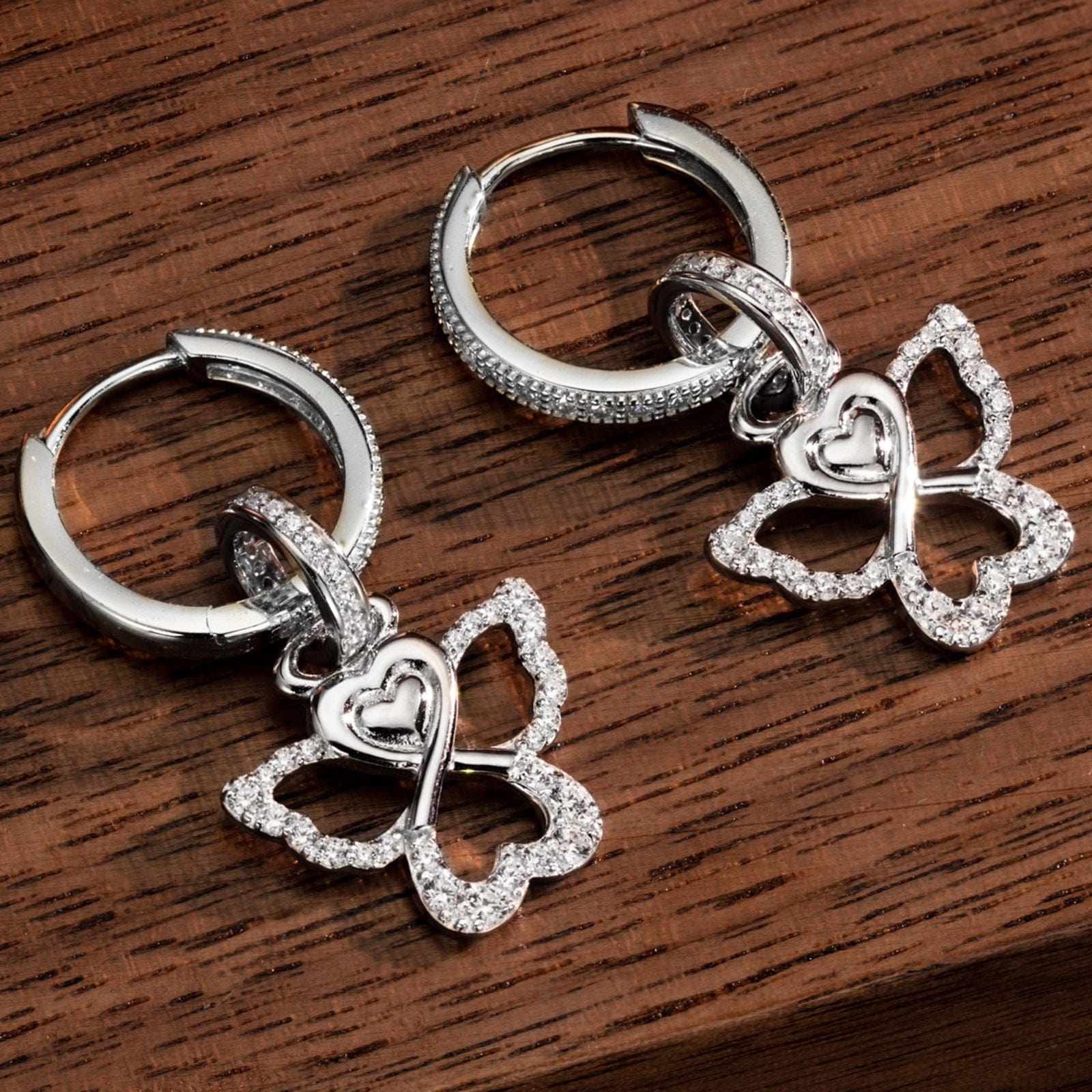 STERLING SILVER LITTLE ANGEL CHARMS EARRINGS SET IN WHITE GOLD PLATED ...