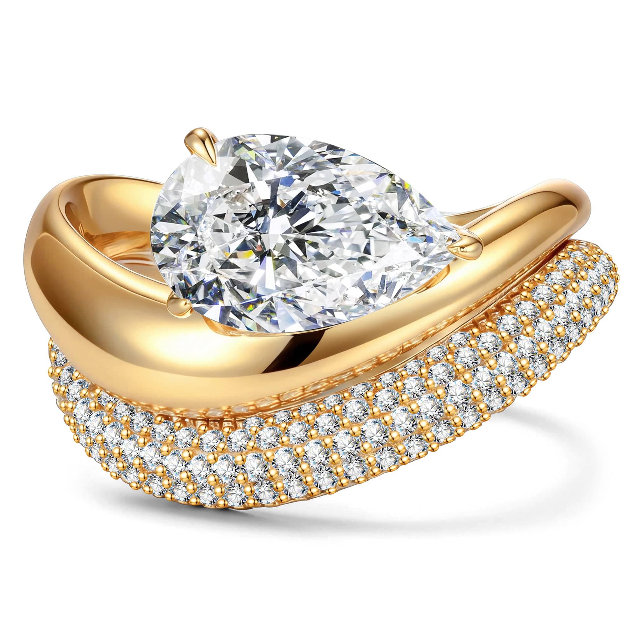 LAB-CERTIFIED PEAR BRILLIANT CUT MOISSANITE - CLASSIC STACKABLE RING S ...