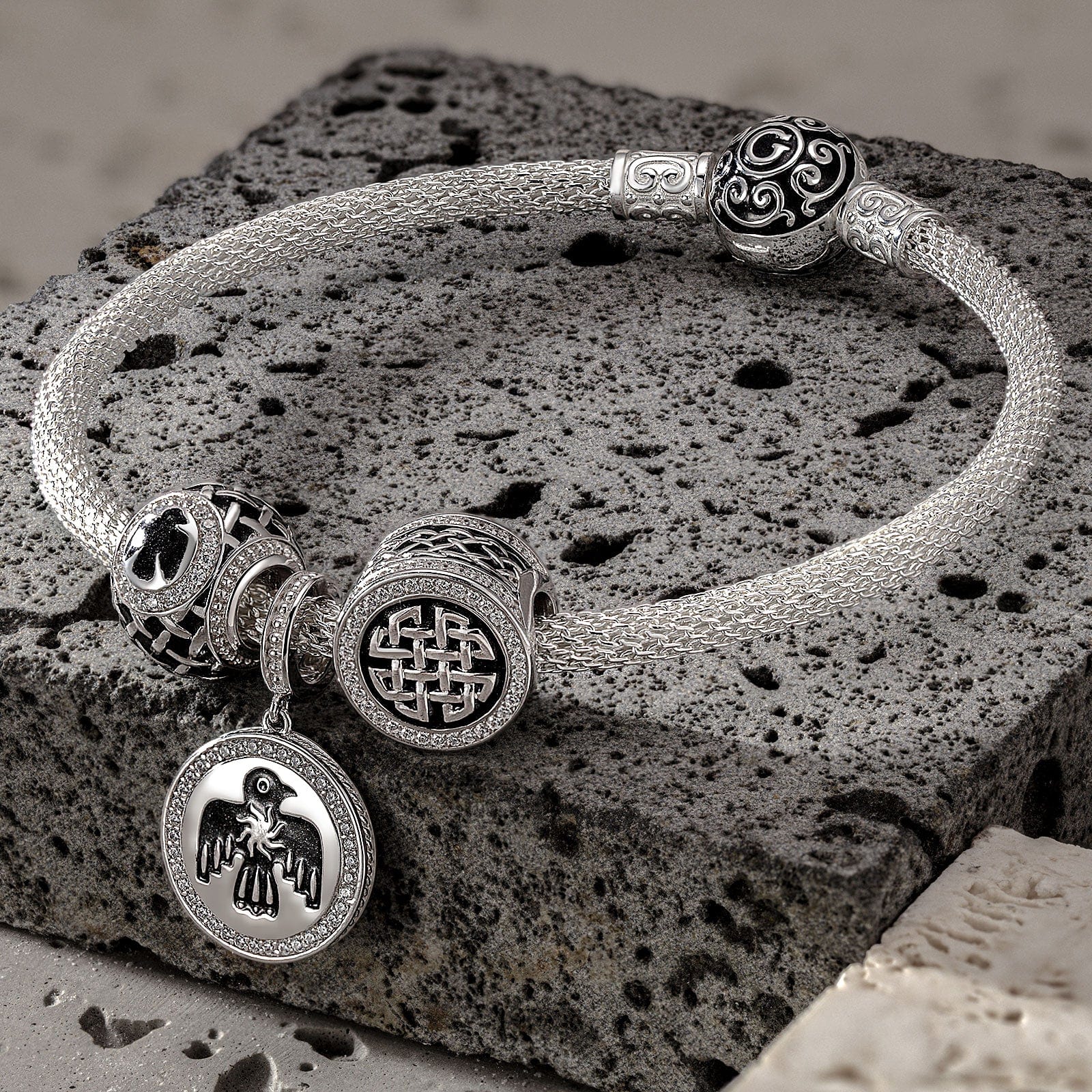 STERLING SILVER XL SIZE THUNDERCLOUD ELF CHARMS BRACELET SET WITH ENAM ...