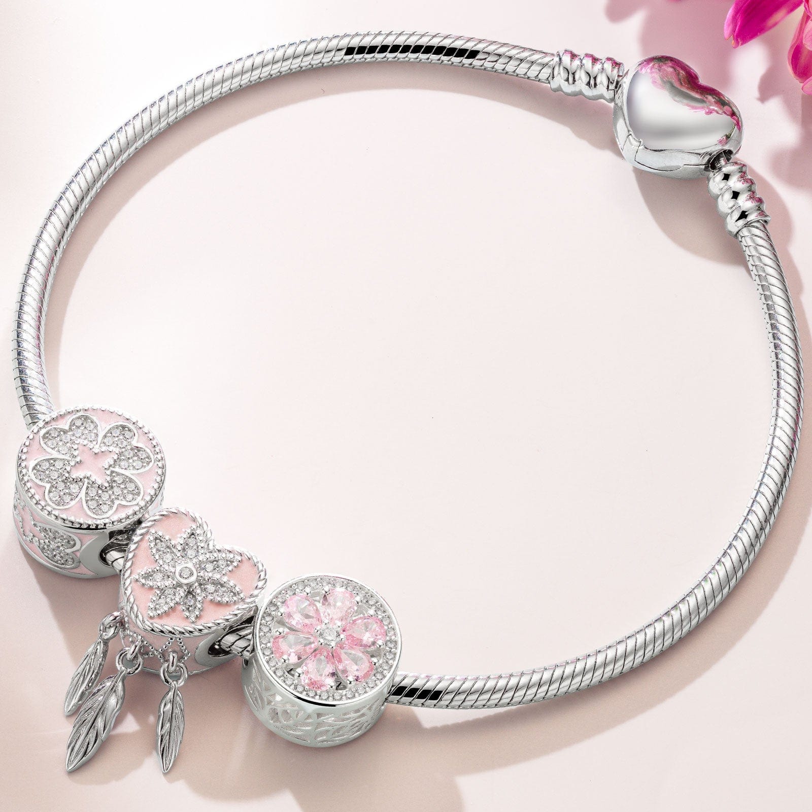 STERLING SILVER GIRL IN HER PRIME CHARMS BRACELET SET WITH ENAMEL IN W ...