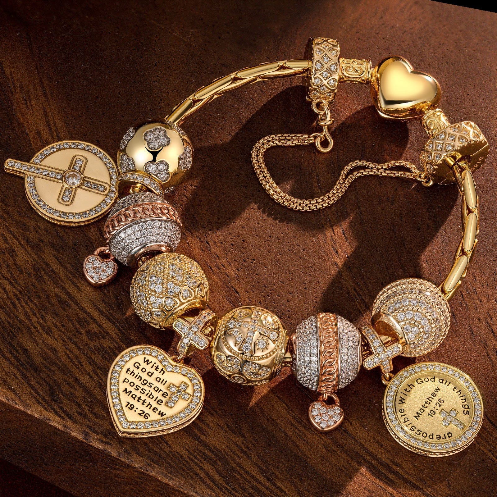 STERLING SILVER INFINITE BLESSINGS CHARMS BRACELET SET, FEATURING DUAL ...