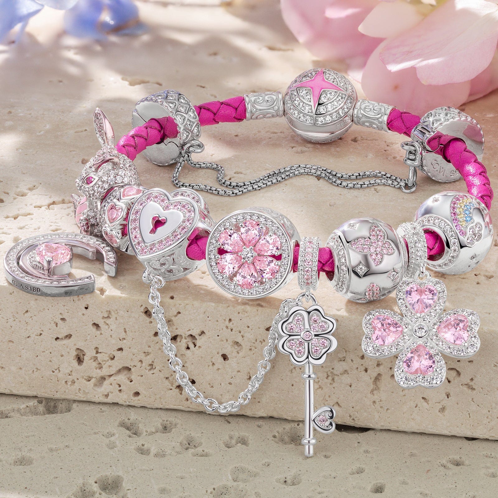 STERLING SILVER SPRING SPECTRUM BRACELET SET IN WHITE GOLD PLATED(INCL ...