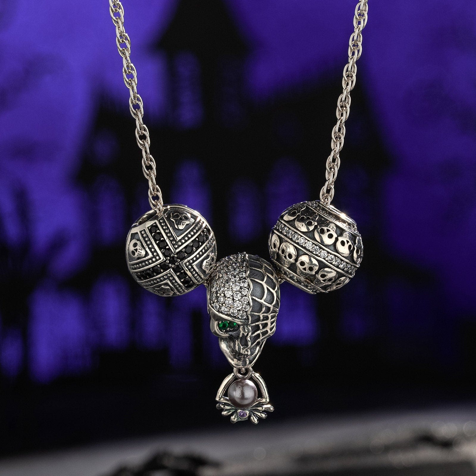 STERLING SILVER SPECTRAL SHINE CHARMS NECKLACE SET WITH ENAMEL IN WHIT ...