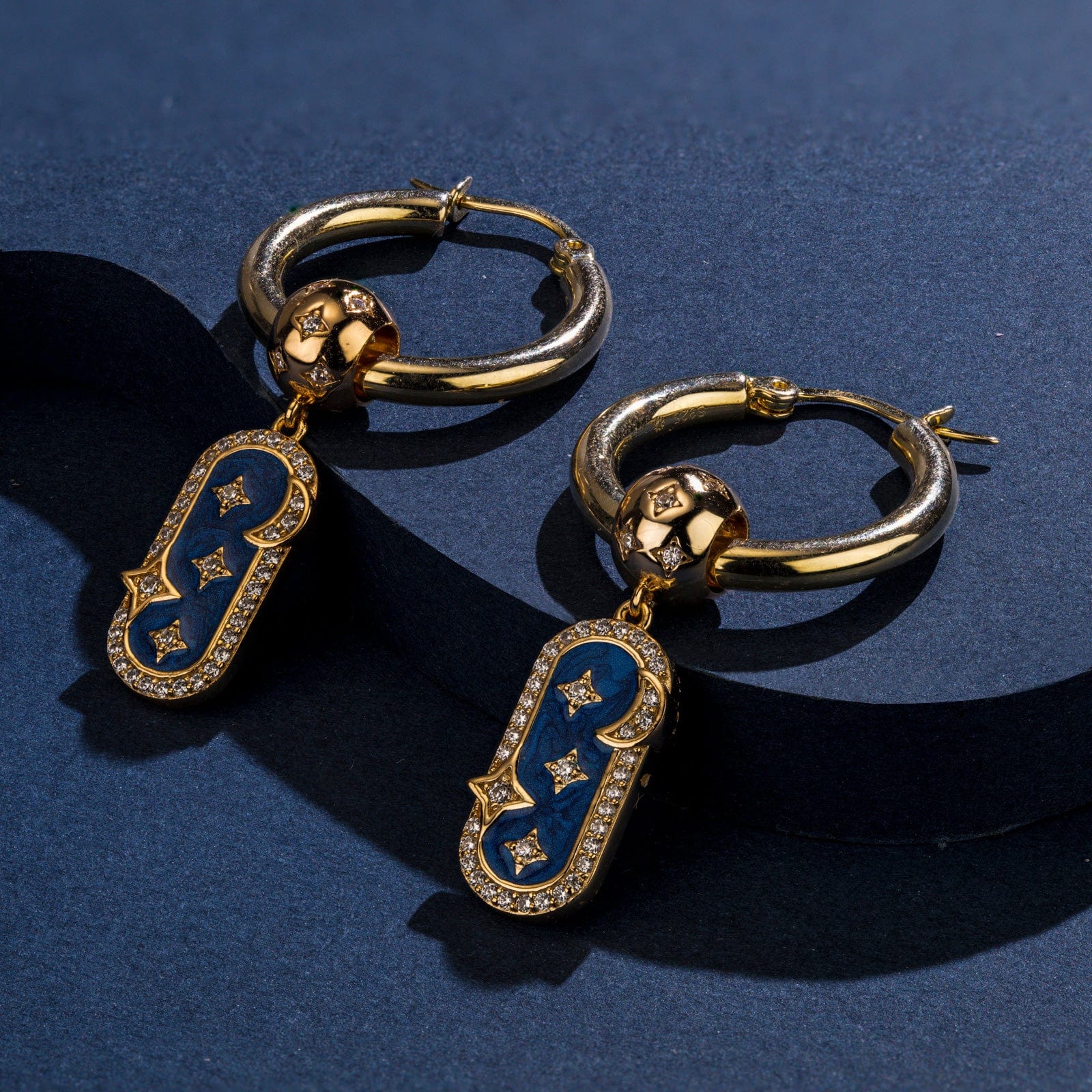 STERLING SILVER NEBULA WHISPERS CHARMS EARRINGS SET WITH ENAMEL IN 14K ...