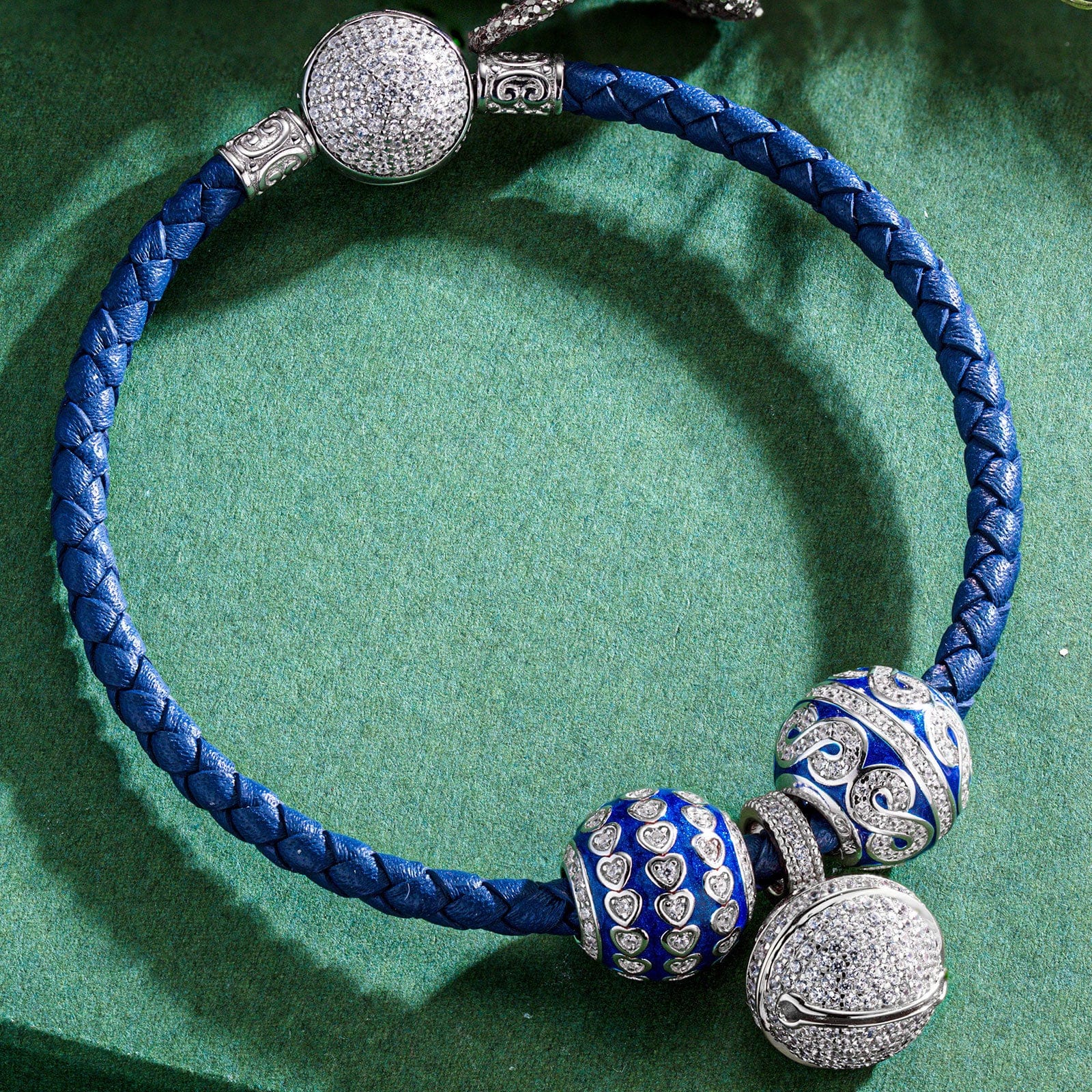 STERLING SILVER SNOWY MELODY CHARMS BRACELET SET WITH ENAMEL IN WHITE ...